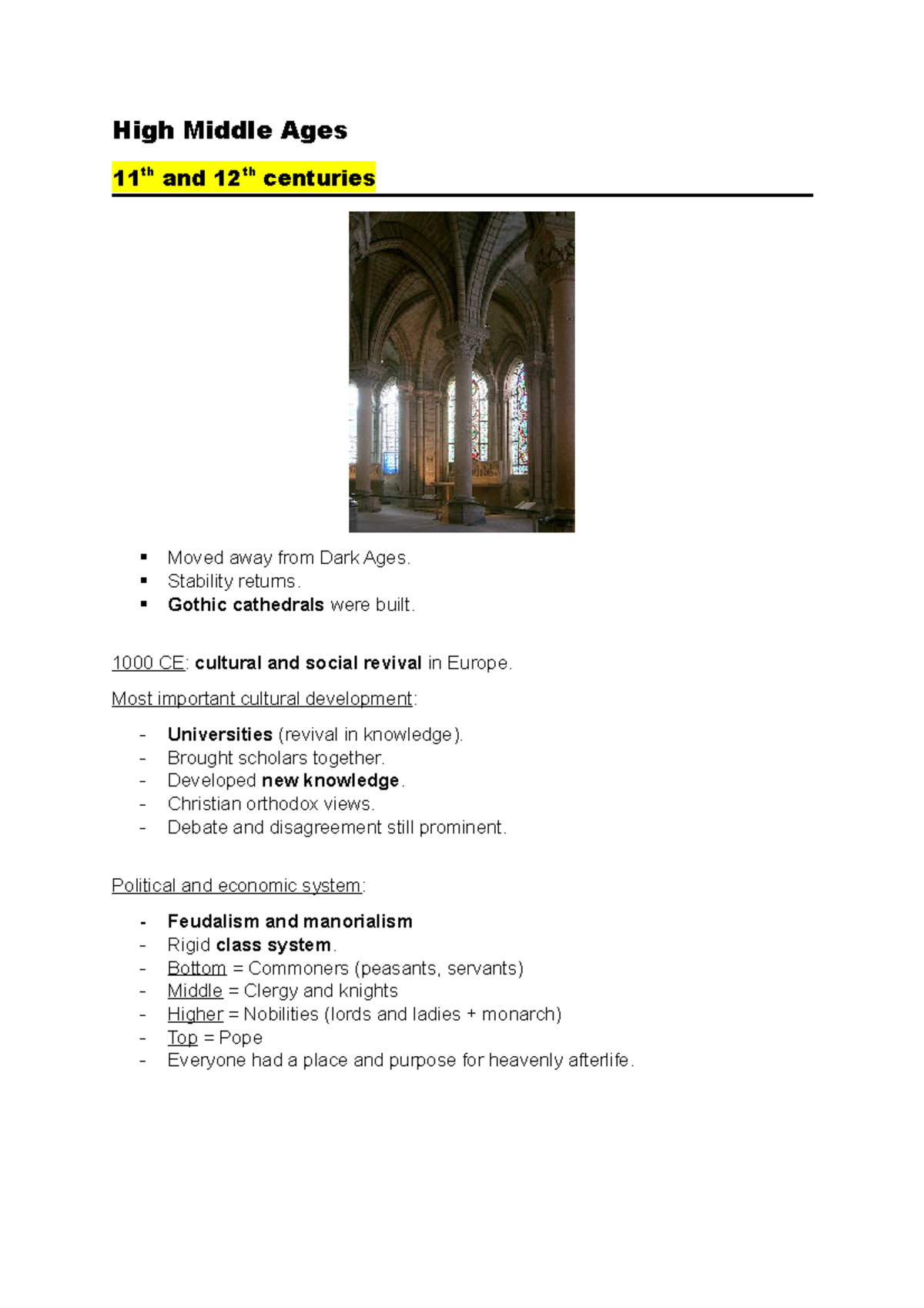 6 High Middle Ages - SFVVSD - High Middle Ages 11 th and 12th centuries ...