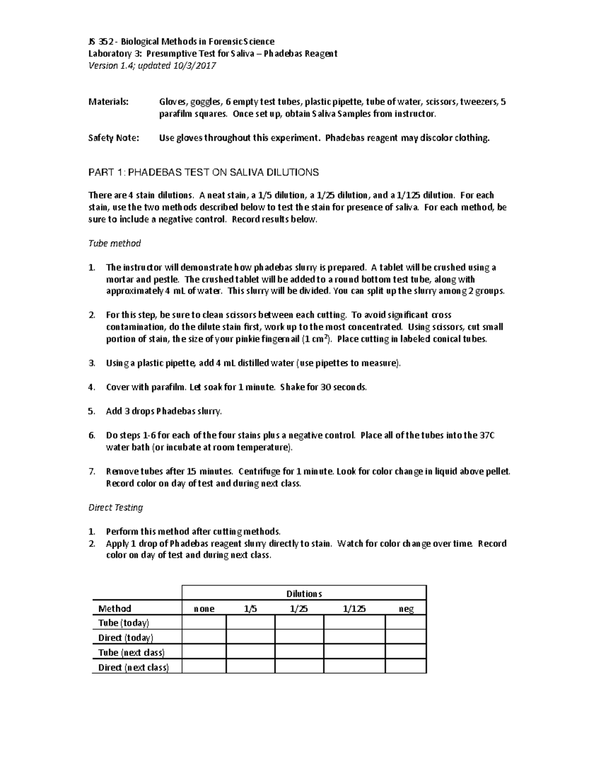 Lab 3 Handout - JS 352 - Biological Methods in Forensic Science ...