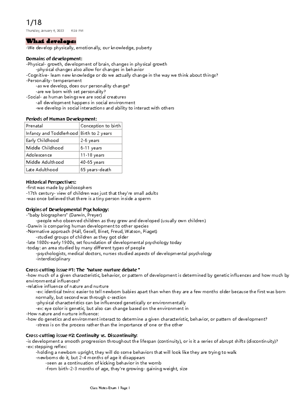 Psych 289 Lecture on Developmental basic - What develops: -We develop ...