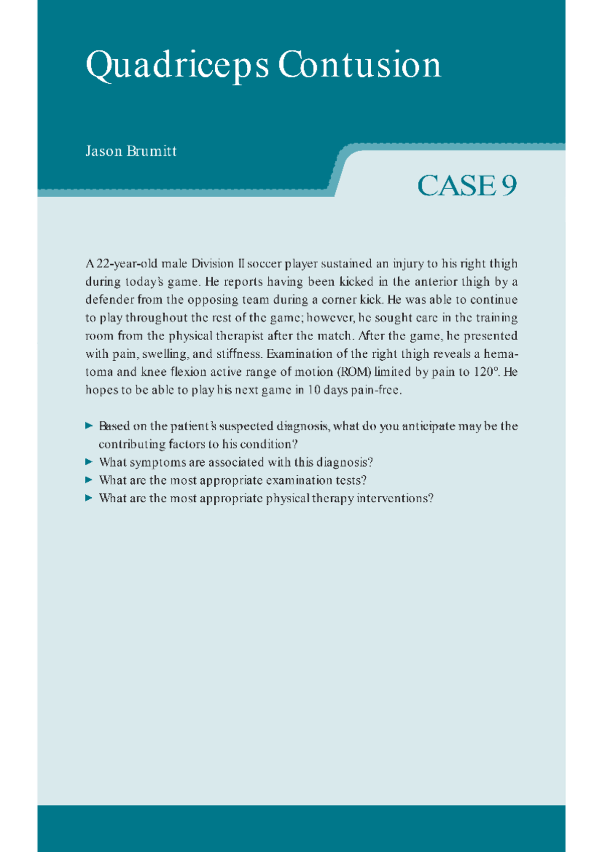 Case Study 6 - Quadriceps Contusion - Quadriceps Contusion Jason ...