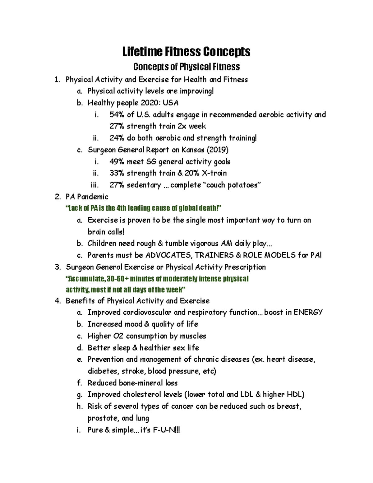 Lifetime Fitness Concepts - Concepts of Physical Fitness - Lifetime ...