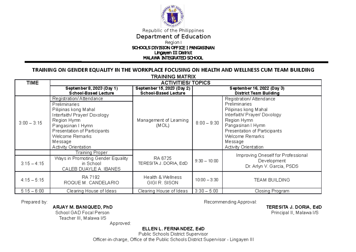 GENDER AND DEVELOPMENT - Republic of the Philippines Department of ...