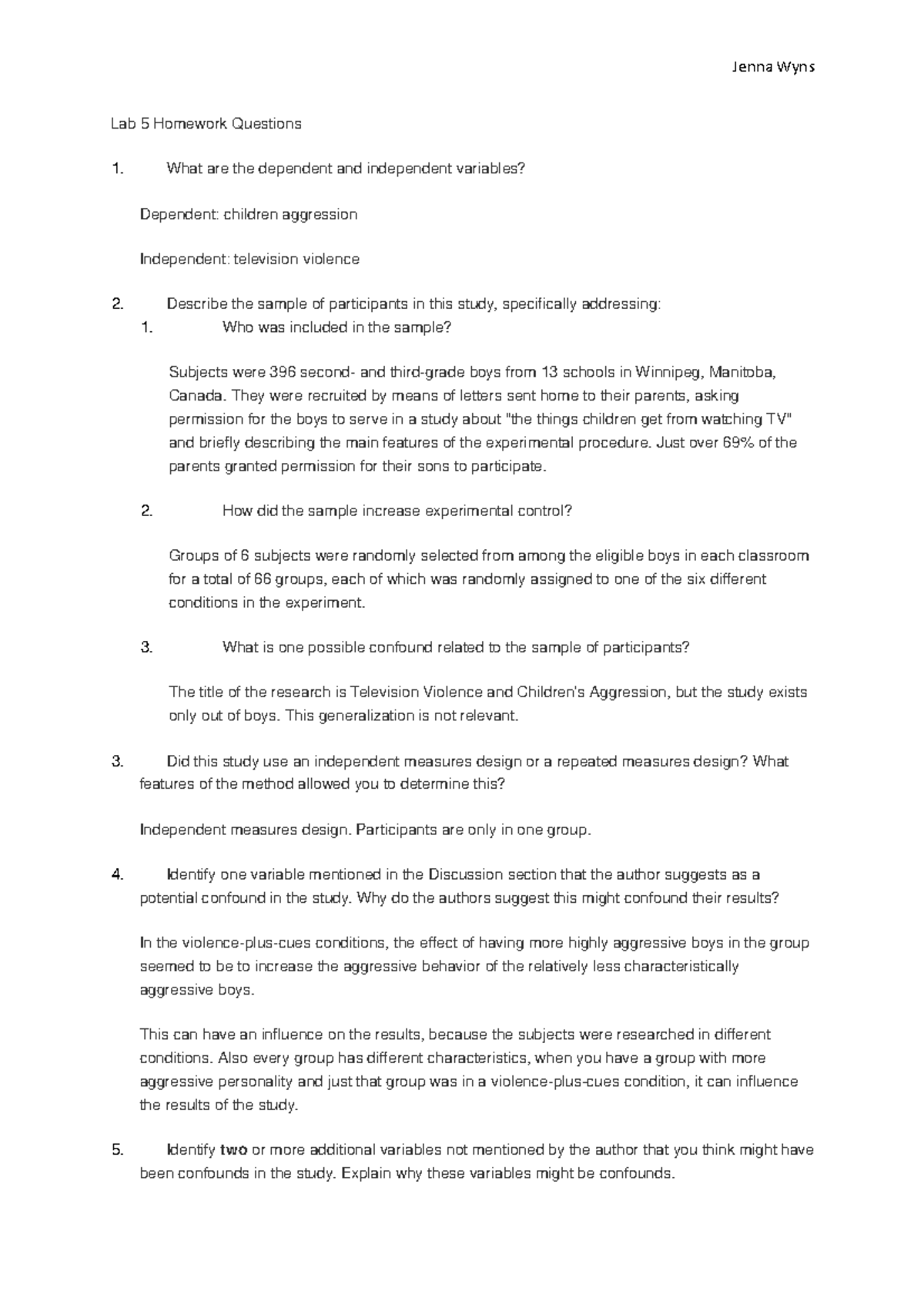 Lab 5 Homework Questions - Jenna Wyns Lab 5 Homework Questions What are ...