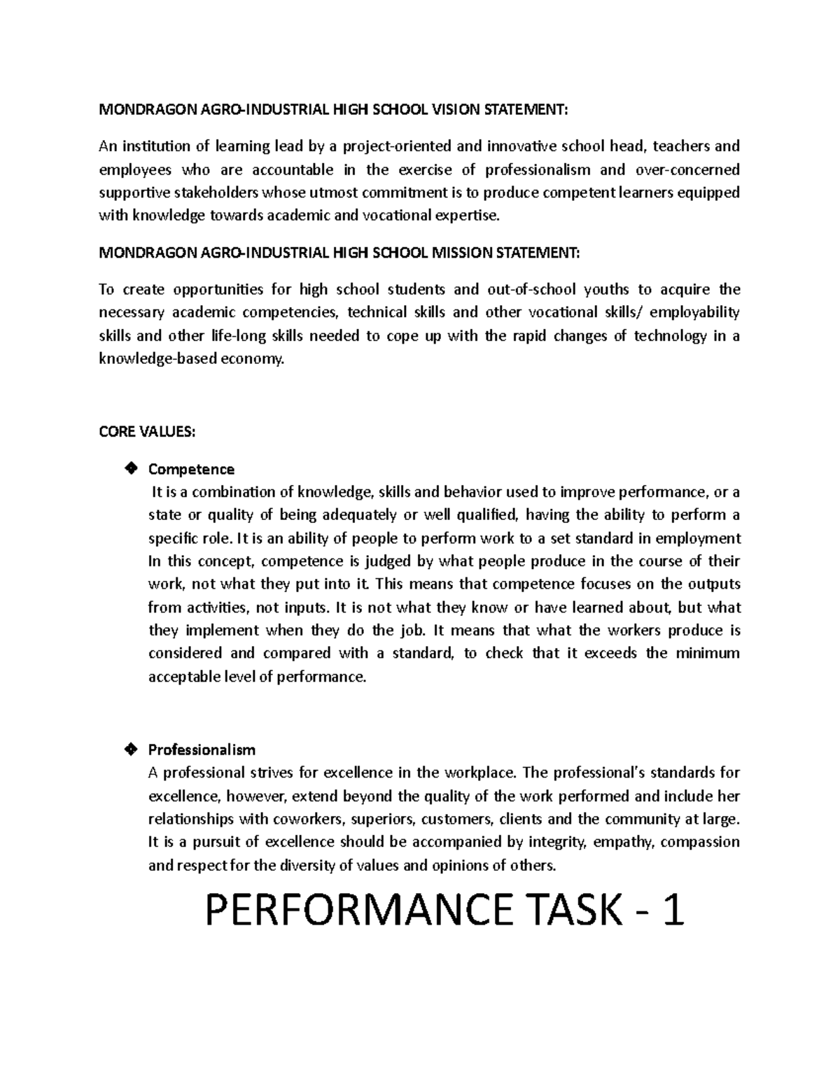 Performance task - this is just a blank document - MONDRAGON AGRO ...