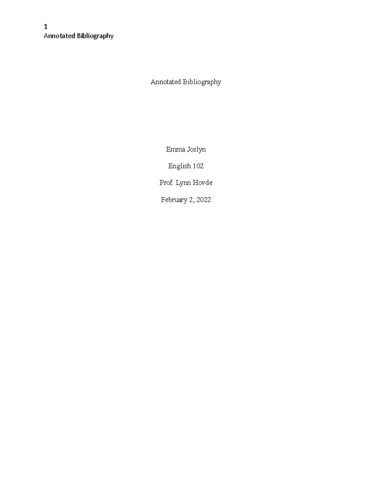 Annotated Bibliography - Annotated Bibliography Annotated Bibliography ...
