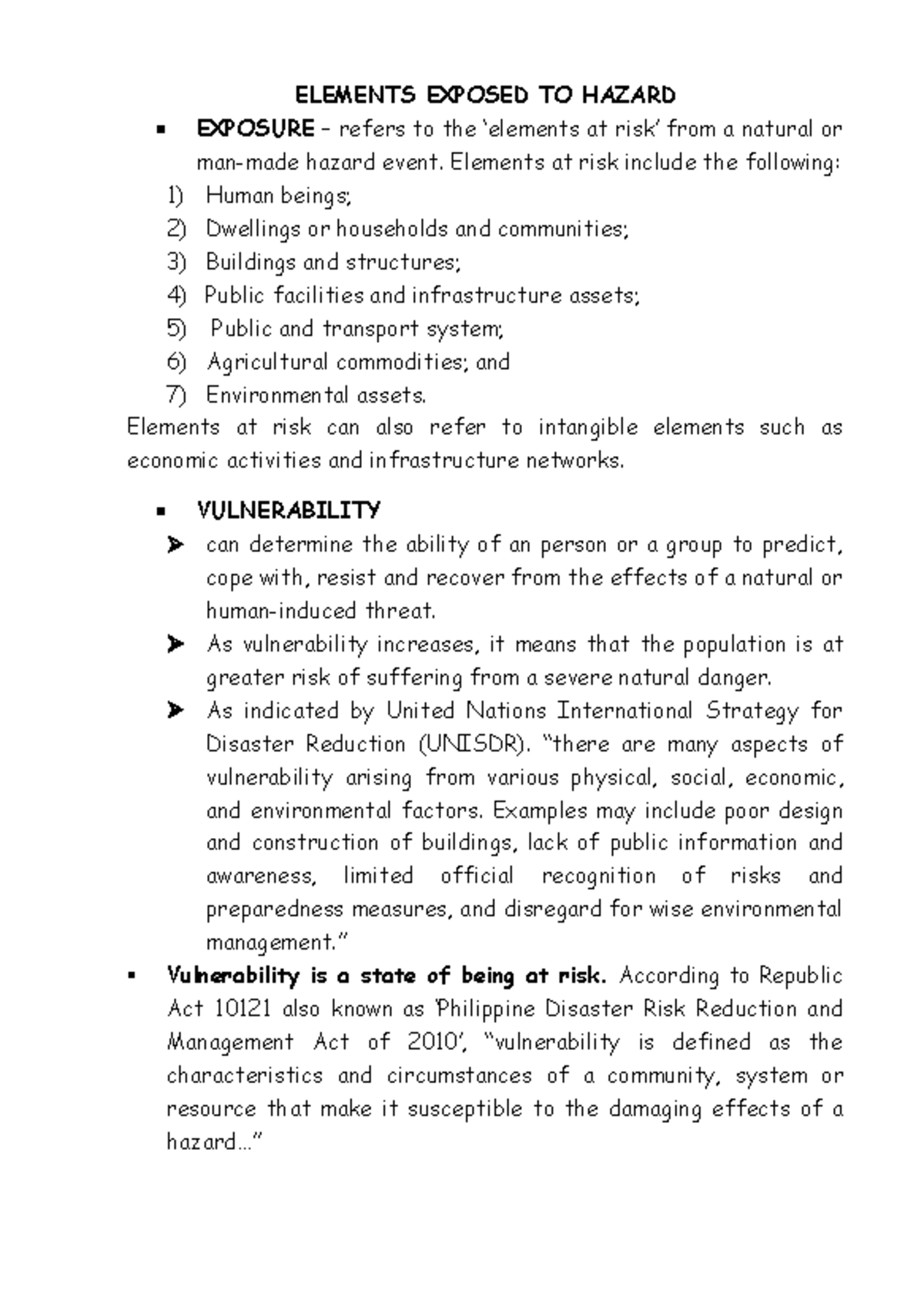 DRR 5 - DRRR - ELEMENTS EXPOSED TO HAZARD EXPOSURE – refers to the ...