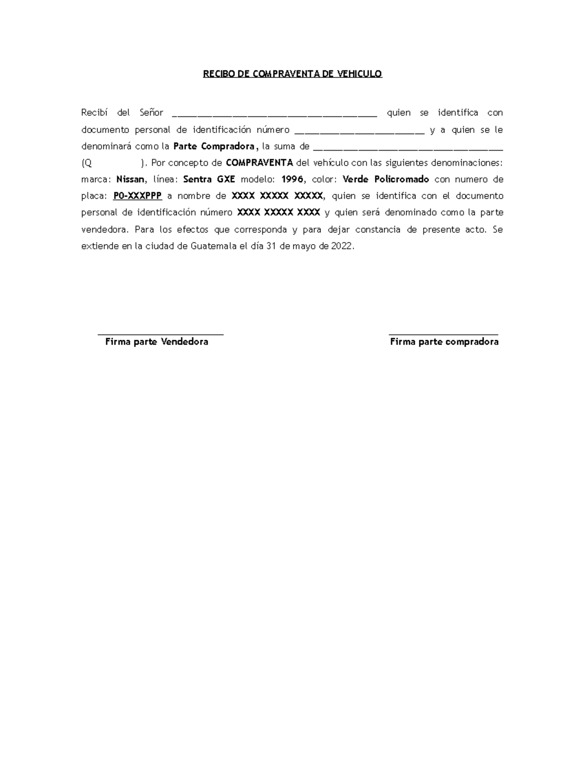 Recibo DE Compraventa DE Vehiculo - RECIBO DE COMPRAVENTA DE VEHICULO ...