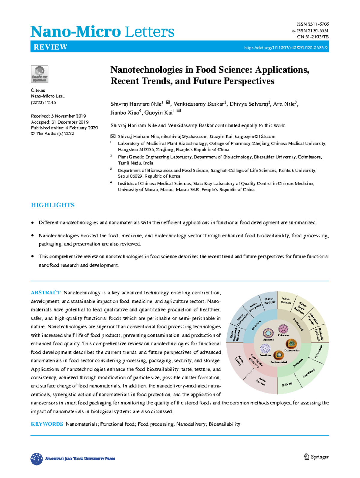 Calidad 1 - Articulo - Vol.:(0123456789) 1 3 Nanotechnologies in Food ...