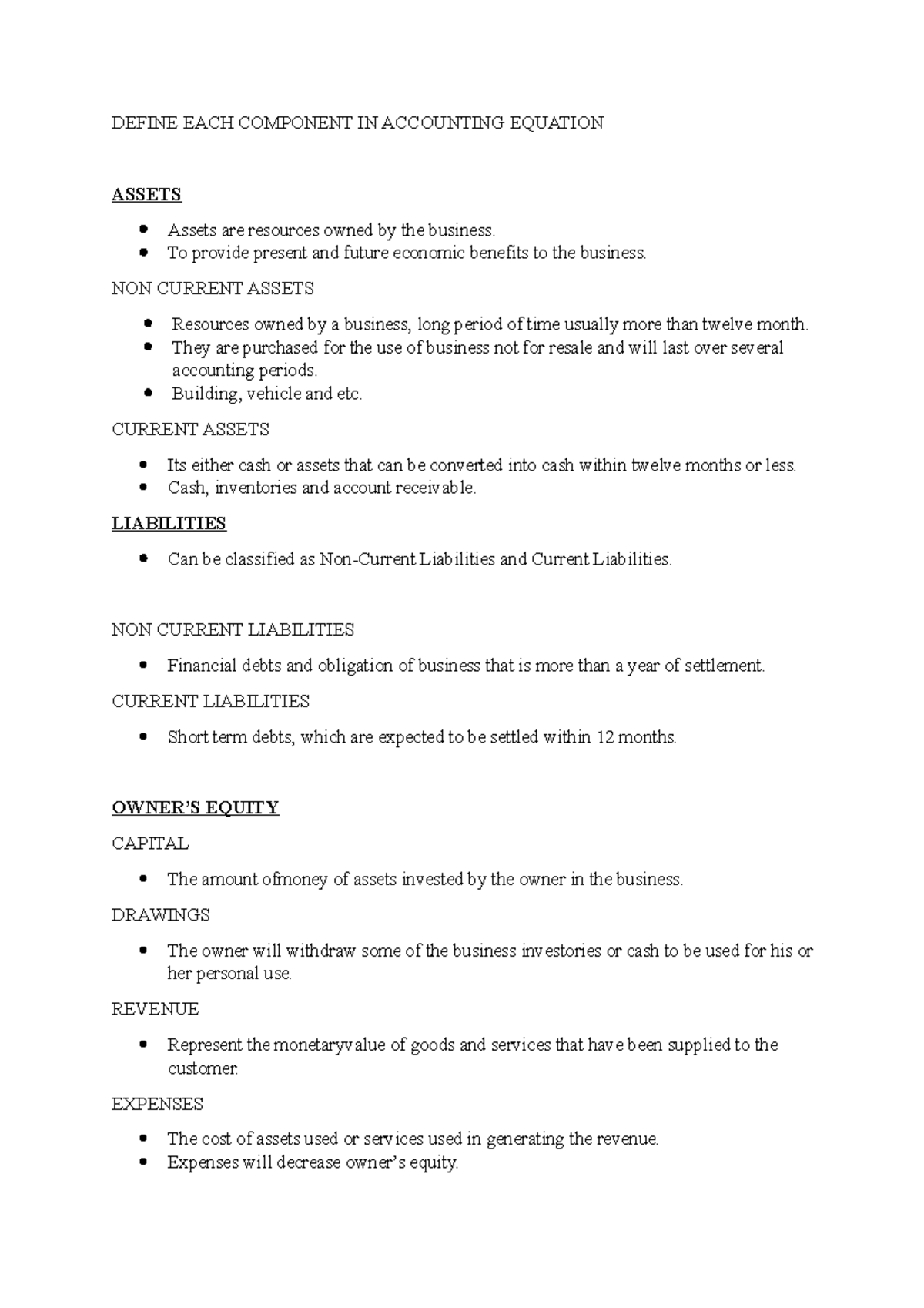 Acc- introduction to accounting - DEFINE EACH COMPONENT IN ACCOUNTING ...