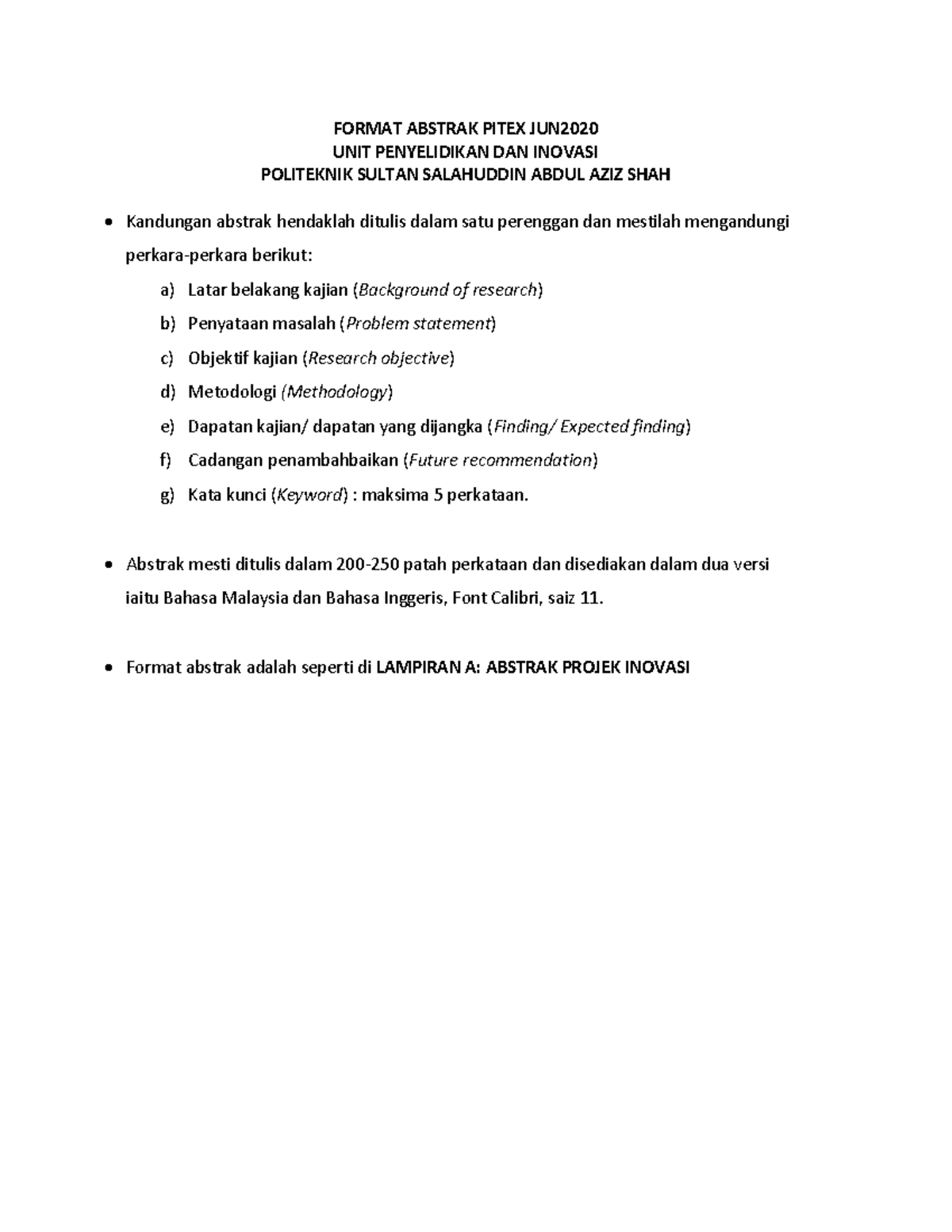 Format Abstrak Pitex SESI JUN2020 - FORMAT ABSTRAK PITEX JUN UNIT ...