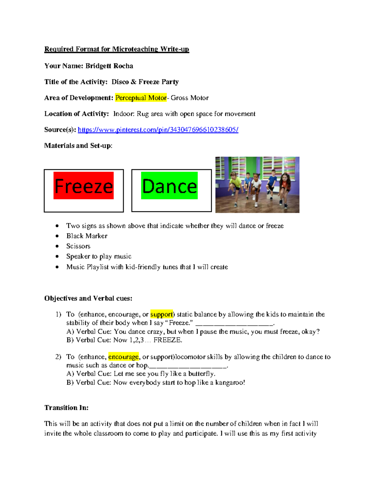 CDFS 215 Microteaching template FA20 (gross motor) - Required Format ...