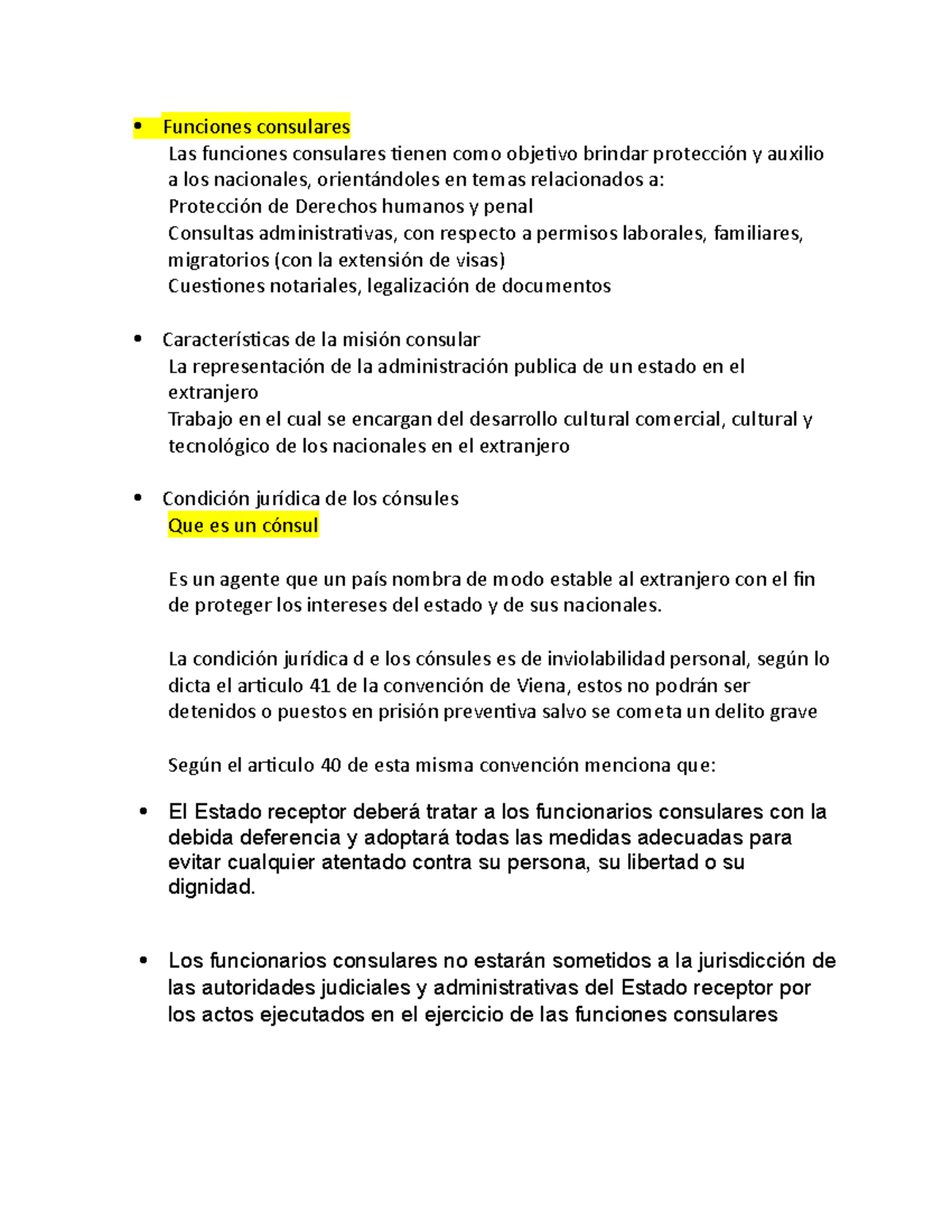 Funciones consulares - La condición jurídica d e los cónsules es de ...