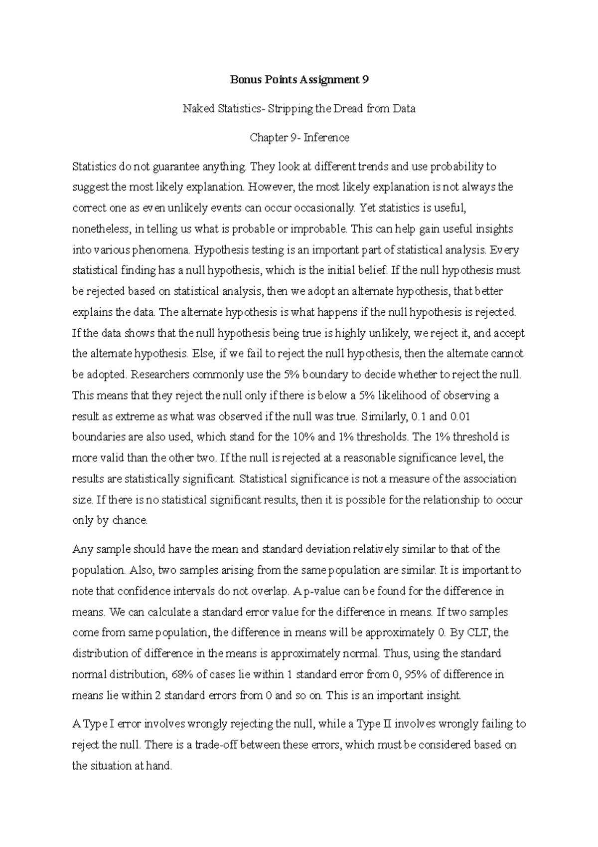 Bonus Points Assignment 9 - They look at different trends and use ...