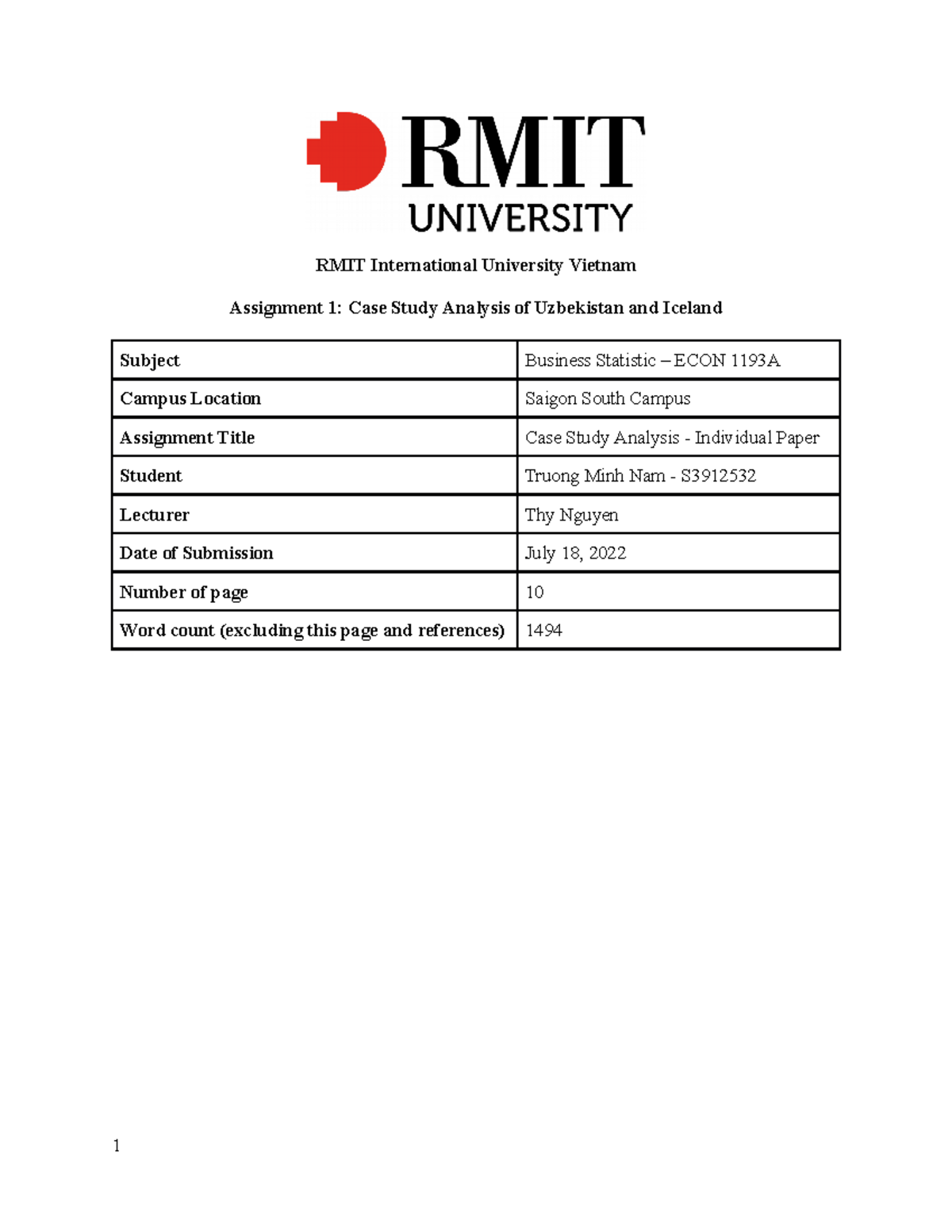 Truong Minh Nam s3912532 - RMIT International University Vietnam ...