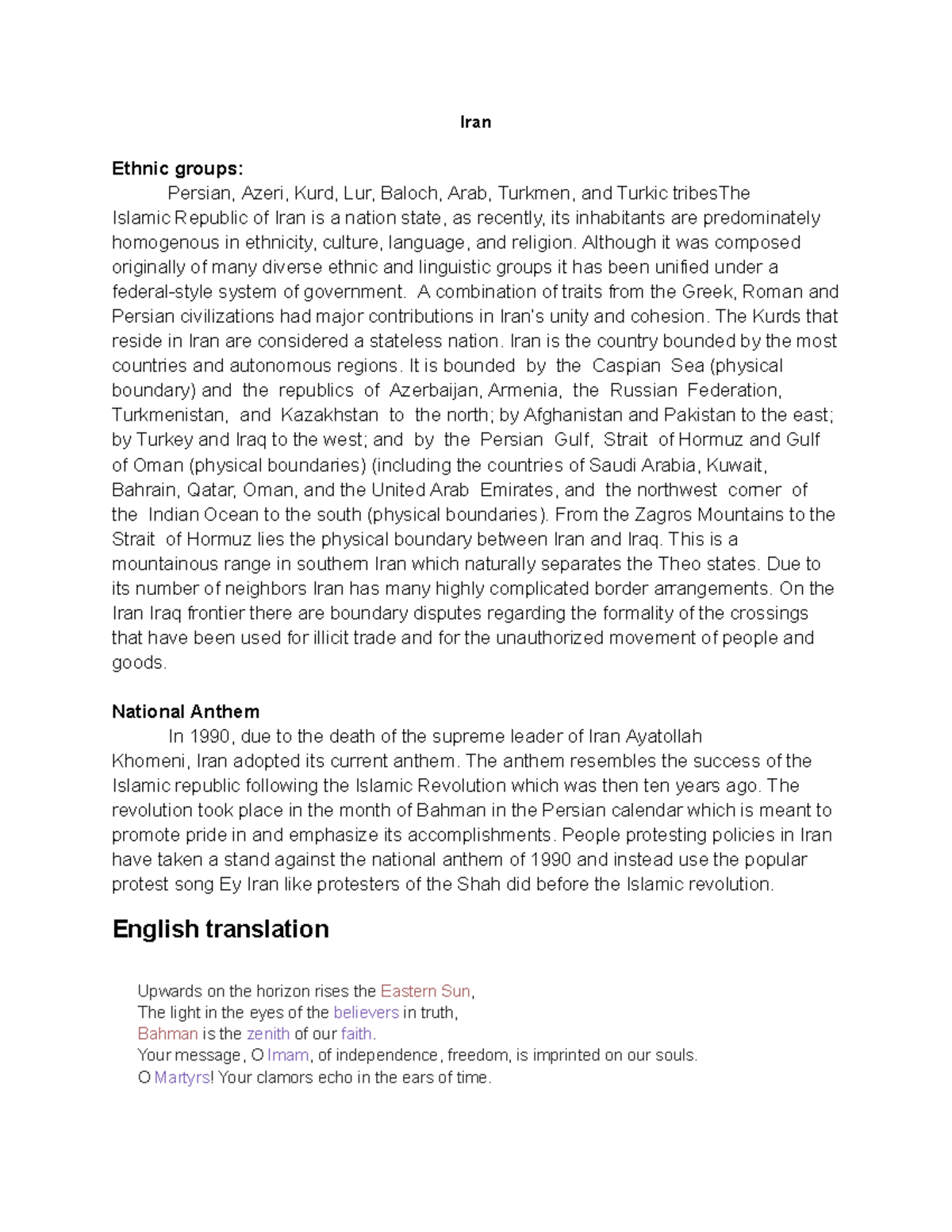 Ping 4 - Important human geography for the AP exam - Iran Ethnic groups ...