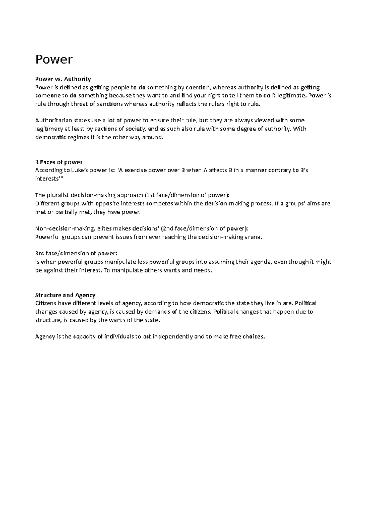 Power - Power Power vs. Authority Power is defined as getting people to ...