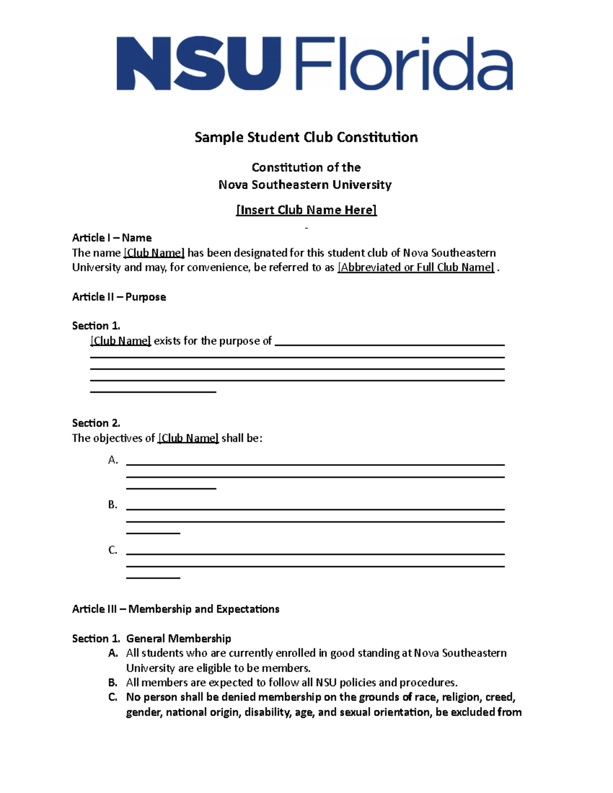 Sample-constitution - Same constitution for new organization - Sample ...