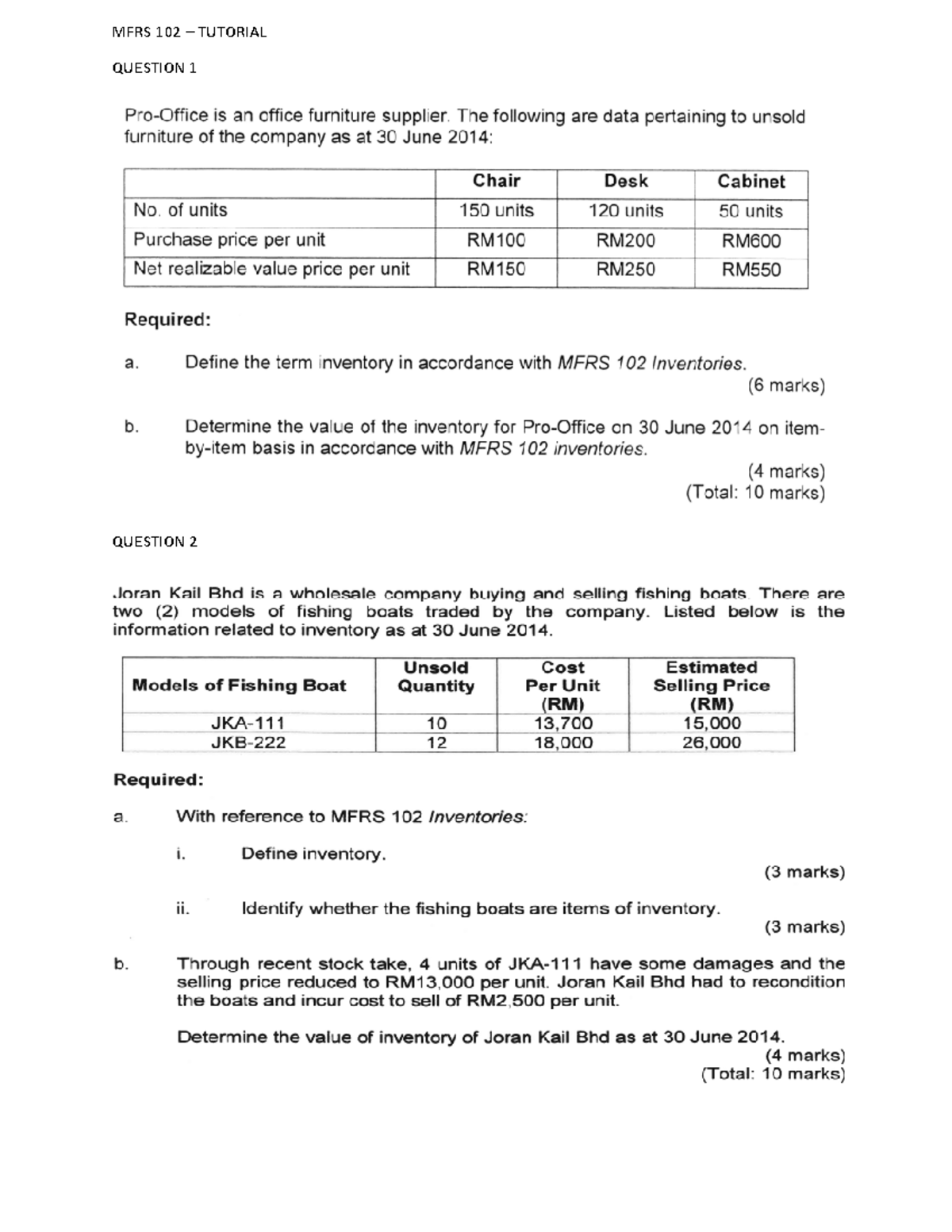 MFRS 102 - tutorial for mfrs102 - Financial Accounting and Reporting 1 ...