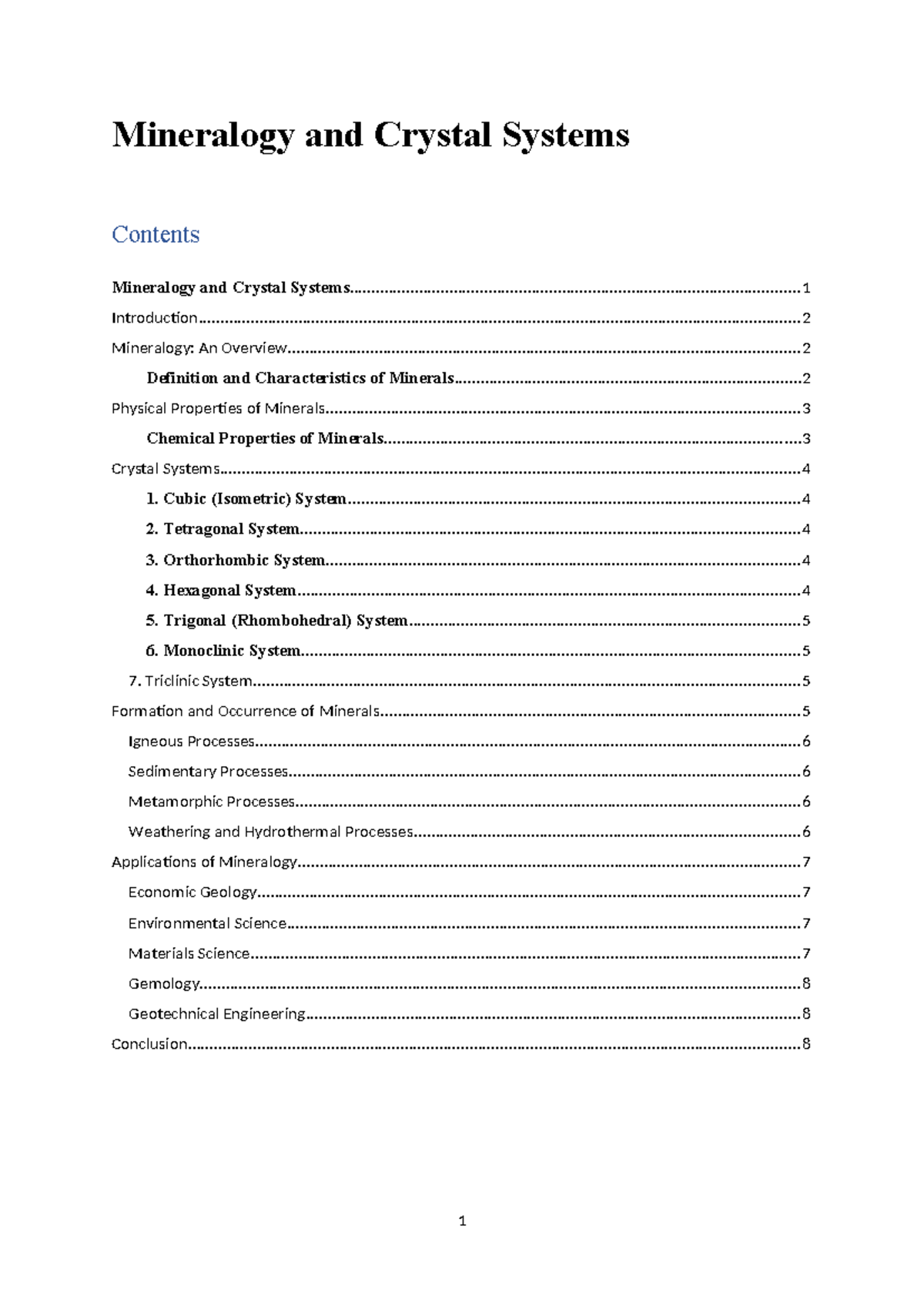Mineralogy and Crystal Systems - - Studocu