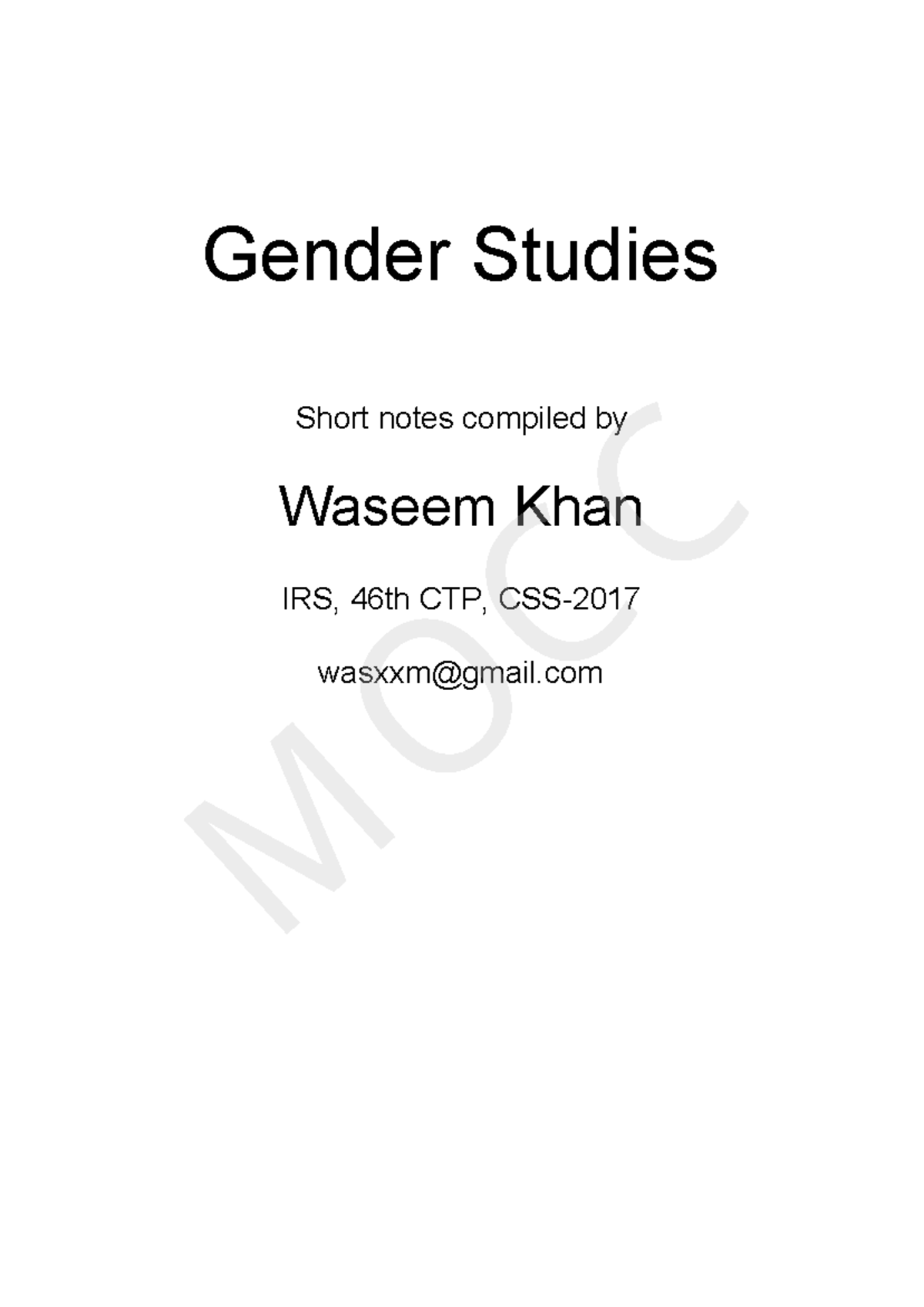 Gender Studies Notes - Gender Studies Short notes compiled by Waseem ...