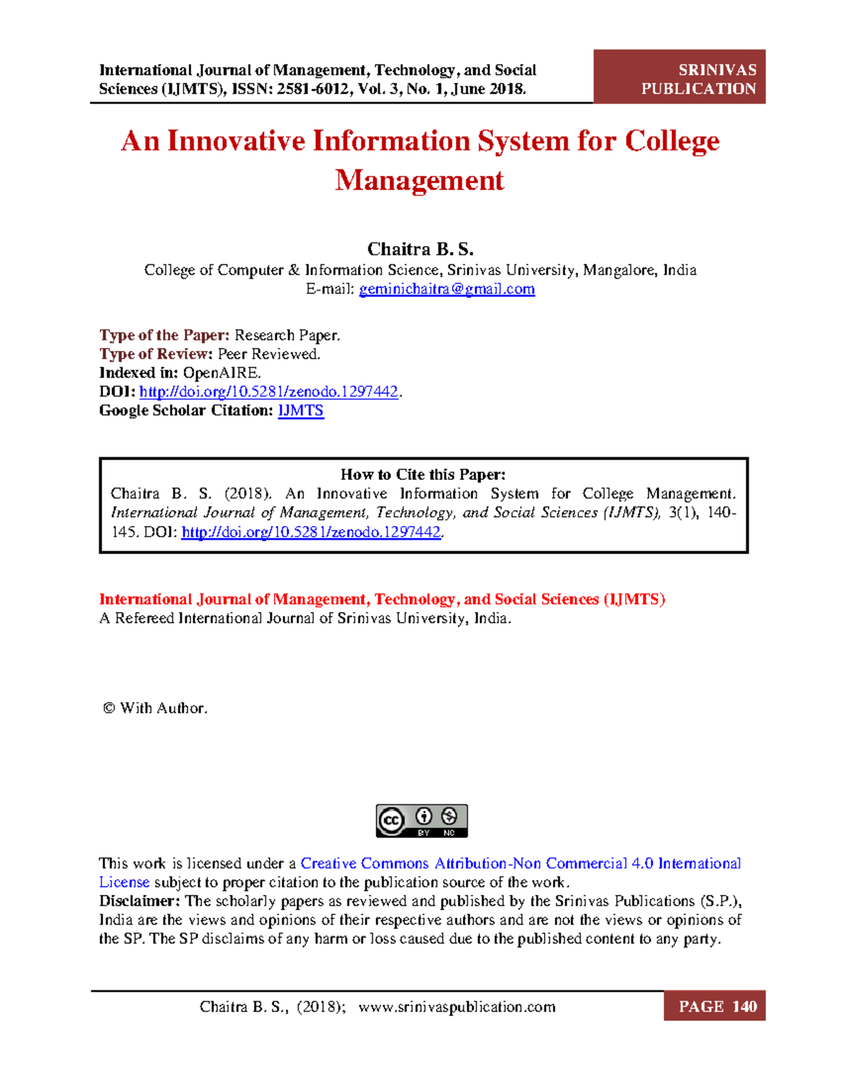 An Innovative Information System for College Manag - Sciences (IJMTS ...
