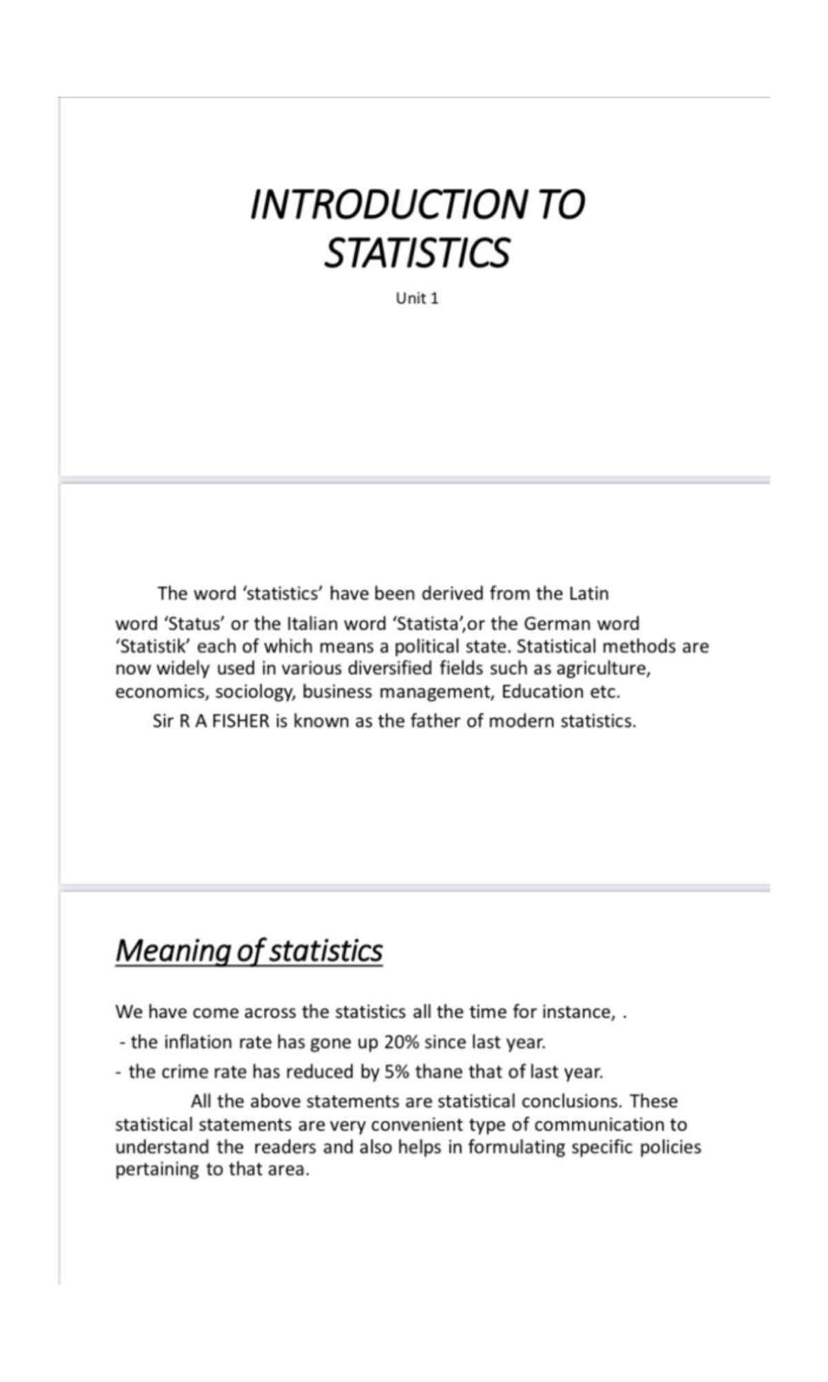 Statistics in numerical data - Business Statistics and Basic Numerical Skills - Studocu