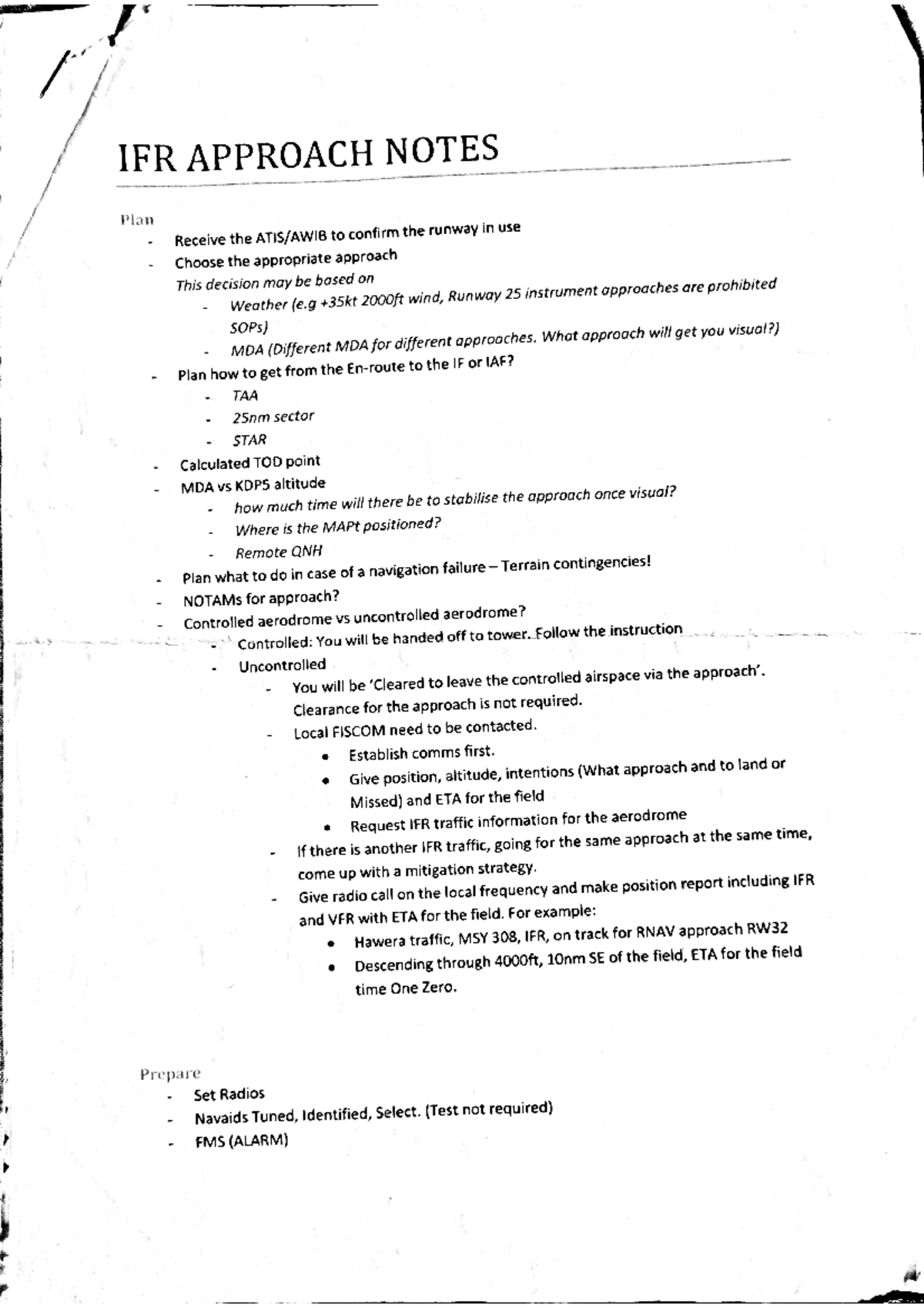 IFR Notes APP - IFR RADIO PROCEDURES - Aviation Studies - Massey ...
