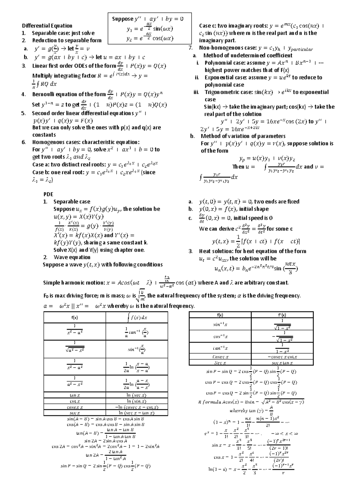 Differential Equation - Warning: TT: undefined function: 32 Differential Equation Separable case ...