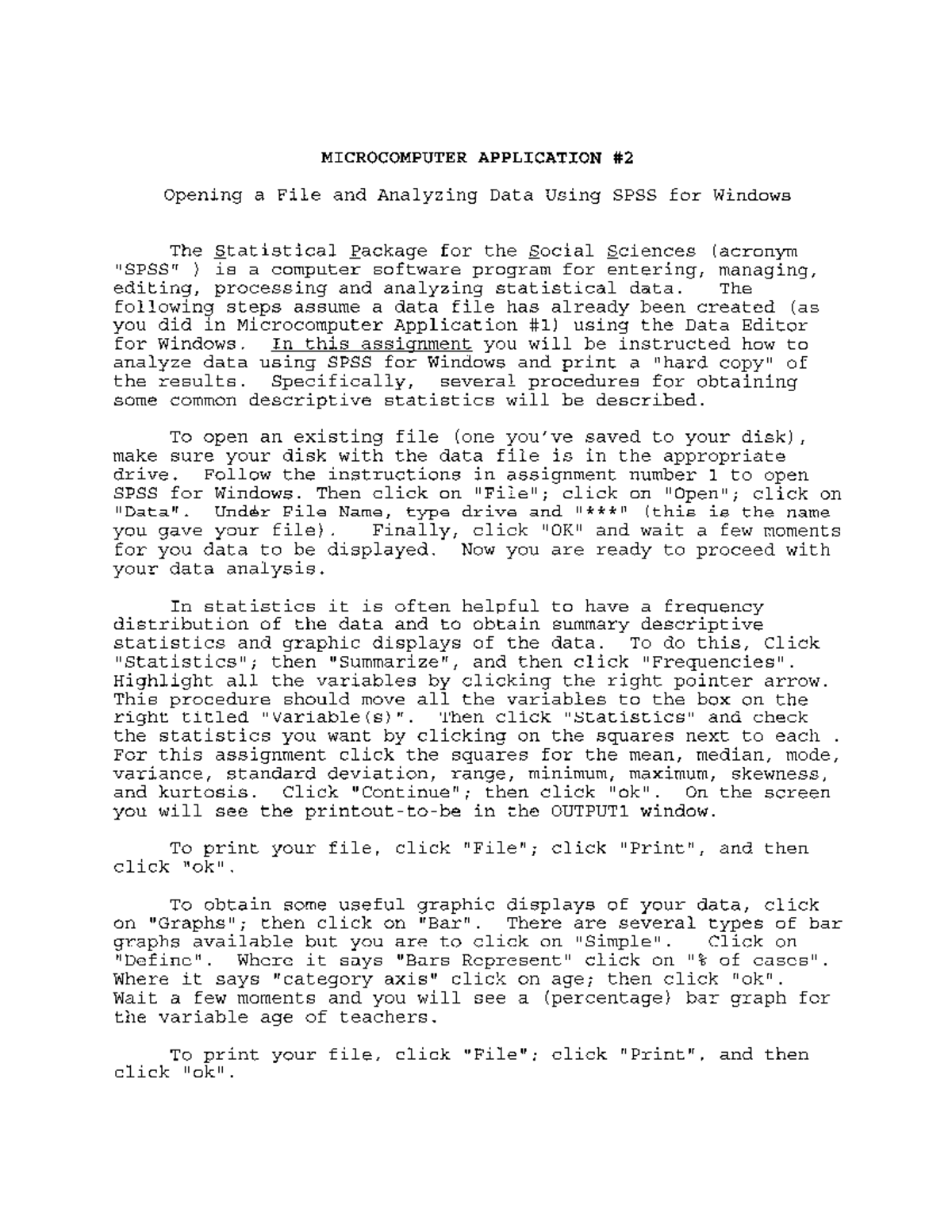 Microcomputer application 2 - MICROCOMPUTER APPLICATION Opening a File ...