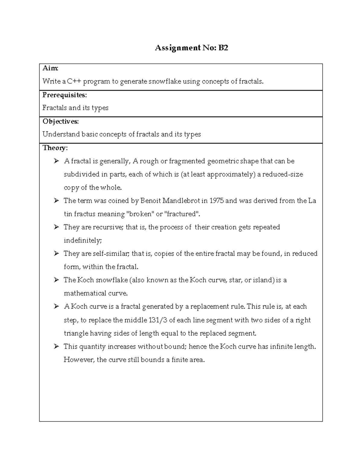 CG A5 - computer graphics SE - Assignment No: B Aim: Write a C++ program to generate snowflake ...