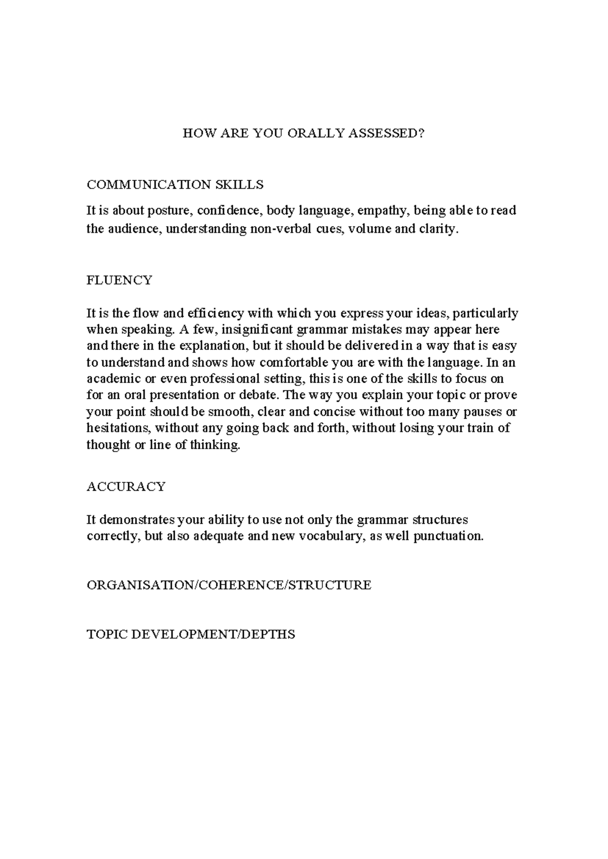 ORAL Evaluation - HOW IS IT Assessed - HOW ARE YOU ORALLY ASSESSED ...