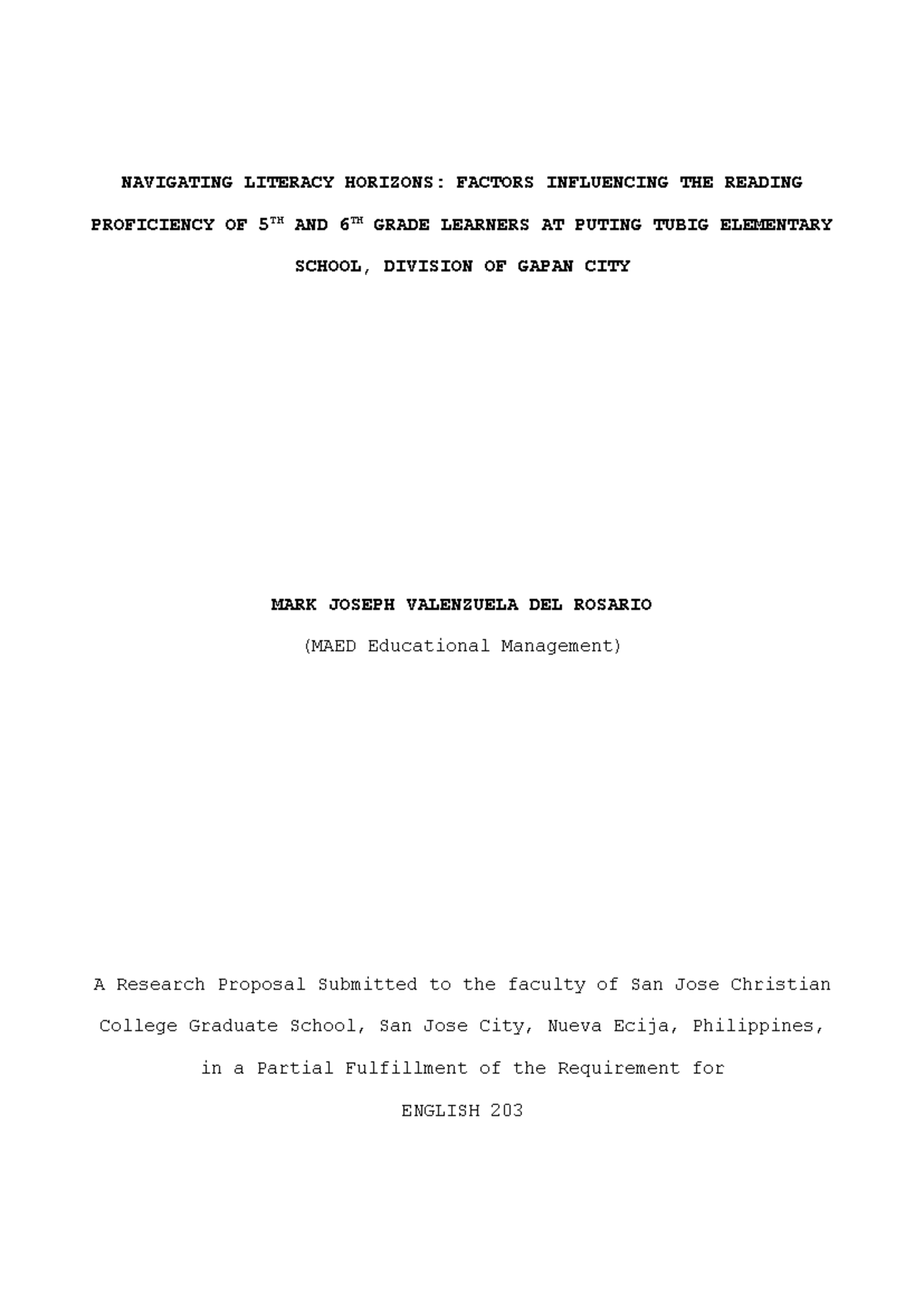 Research Proposal-Mark Joseph V. Del Rosario - NAVIGATING LITERACY ...
