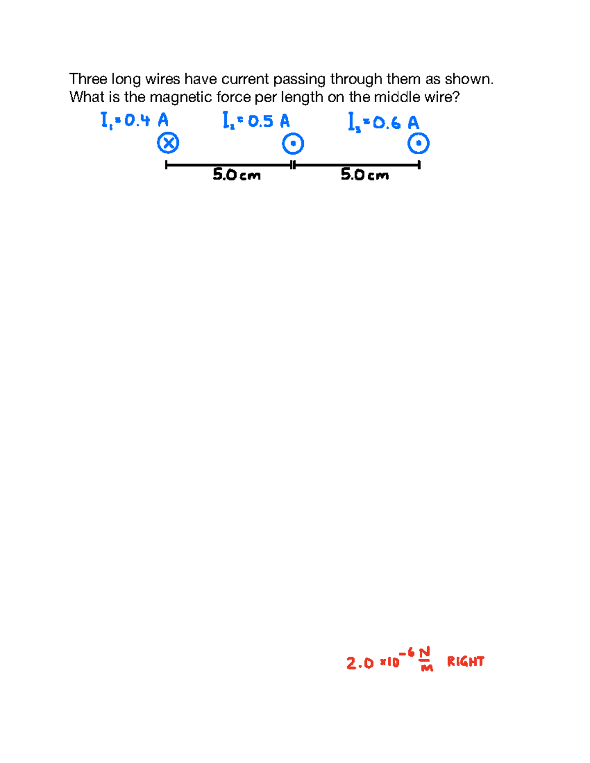 Electromagnetism In Class Questions I - Three long wires have current ...