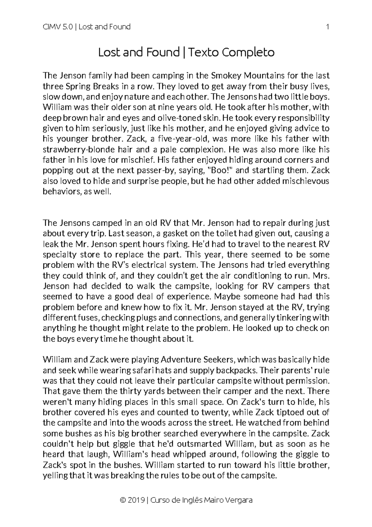 PDF Lost and Found Completo - Lost and Found | Texto Completo The Jenson family had been camping ...