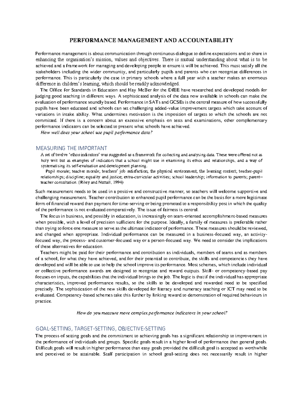 Performance Management AND Accountability - PERFORMANCE MANAGEMENT AND ...