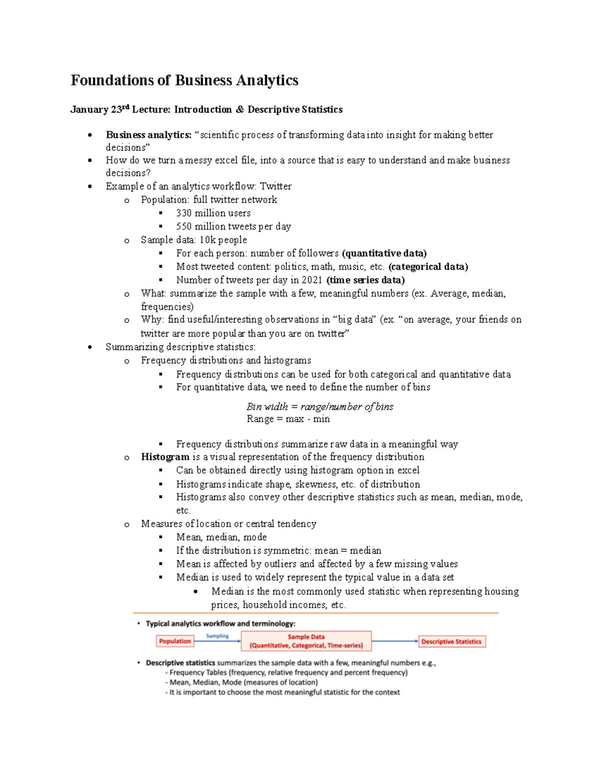 Business Analytics Notes 1 - Foundations of Business Analytics January ...