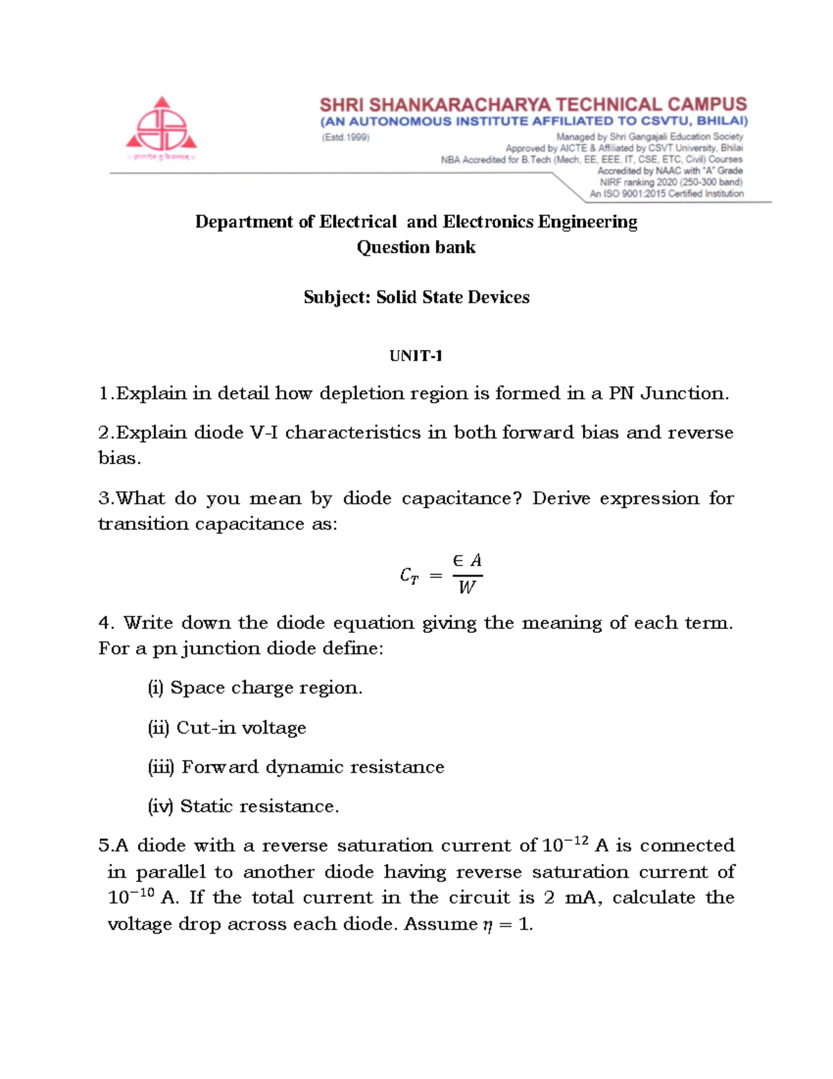 Question Bank SSD - ghftyyt - Department of Electrical and Electronics ...