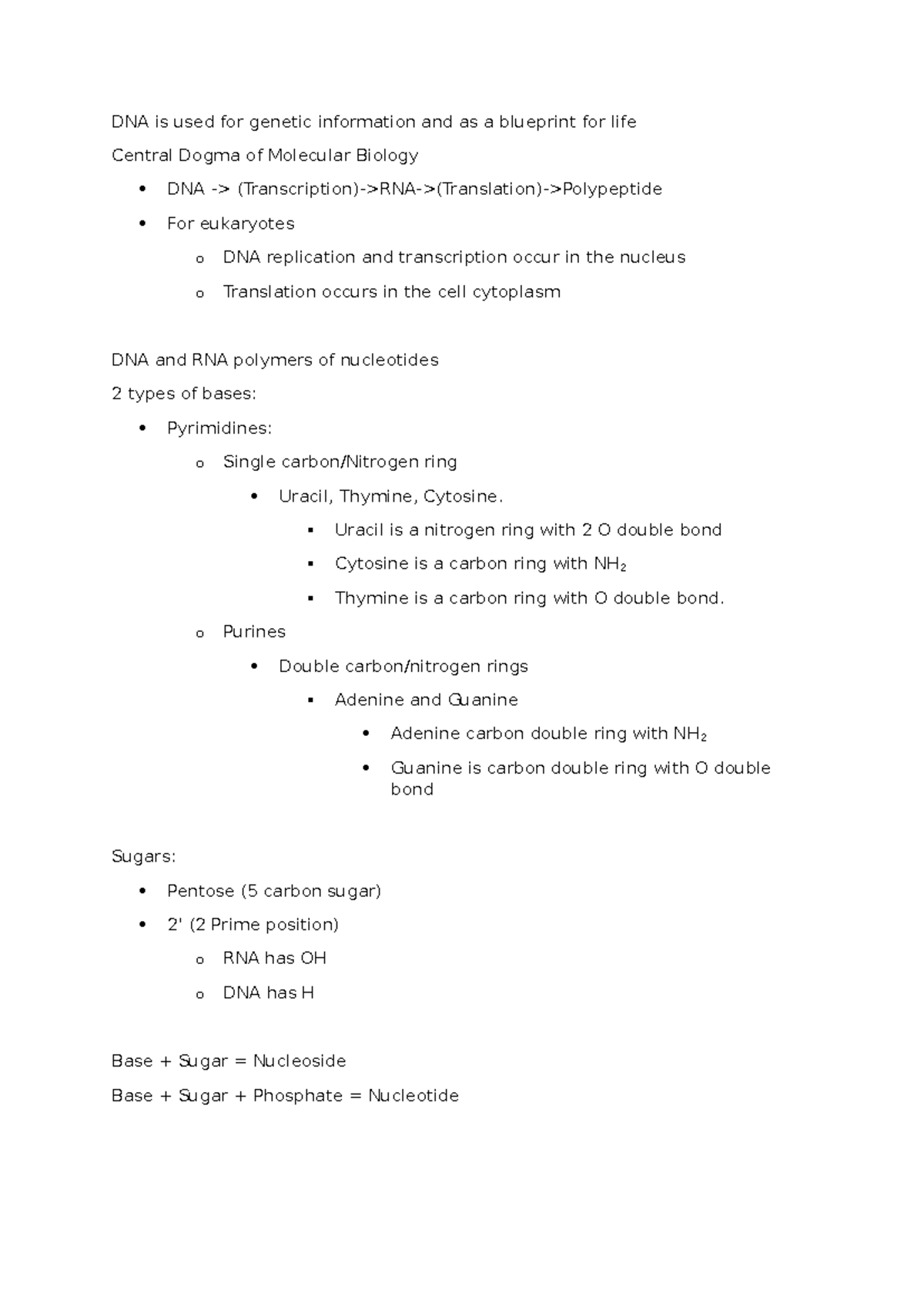 BMS1062 Wk1Part1 - DNA is used for genetic information and as a ...