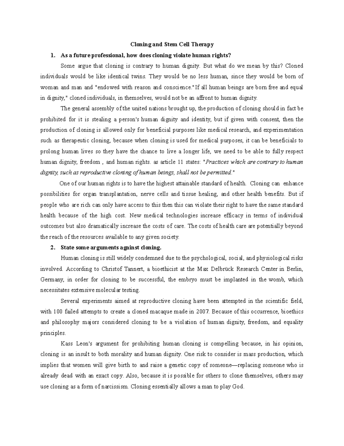 Cloning and Stem Cell Therapy - But what do we mean by this? Cloned ...