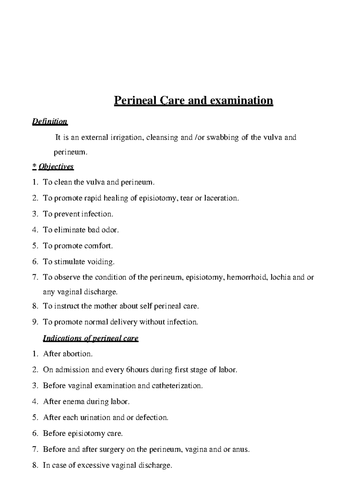 Perineal care - Nursing administration - Perineal Care and examination ...