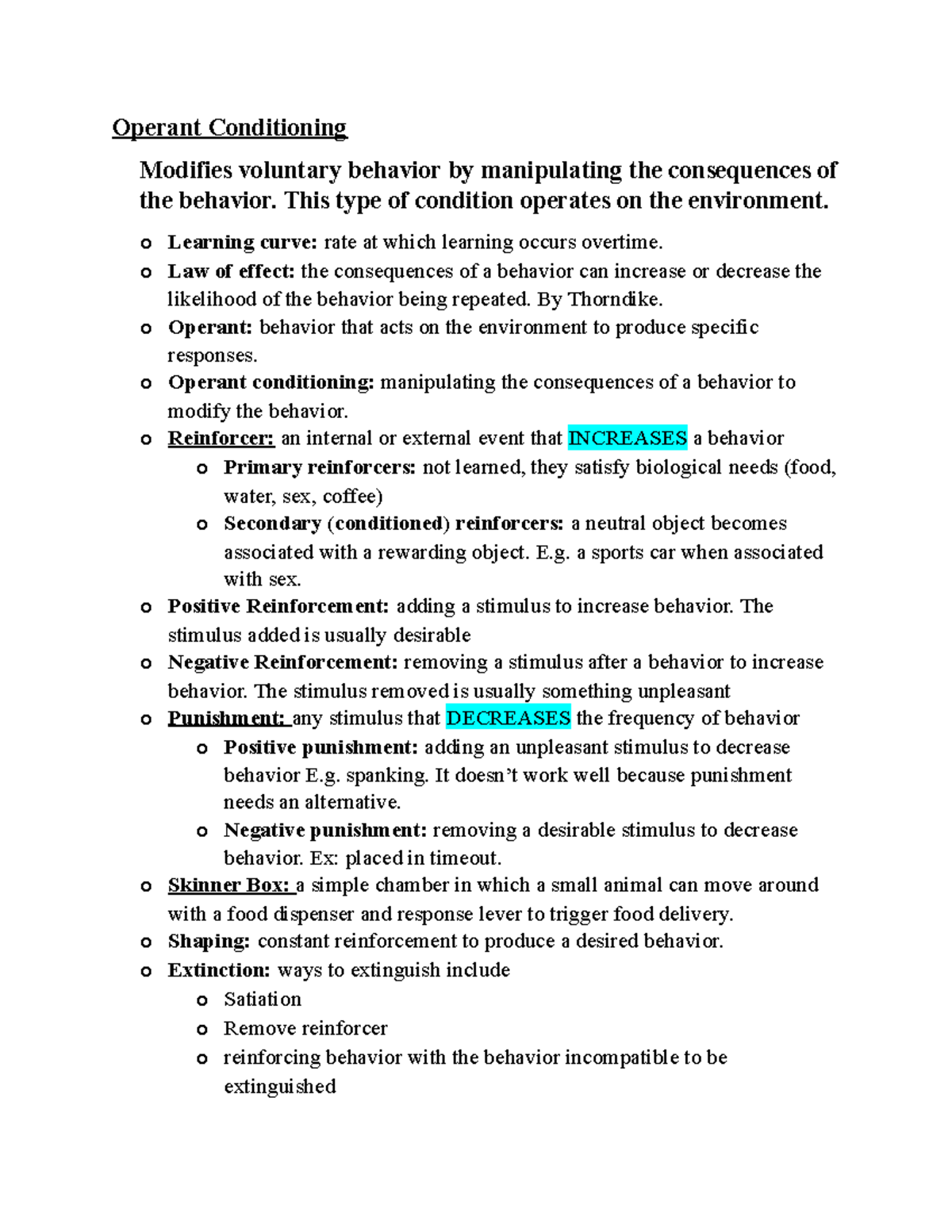 Operant conditioning - Lecture notes 23 - Operant Conditioning Modifies ...
