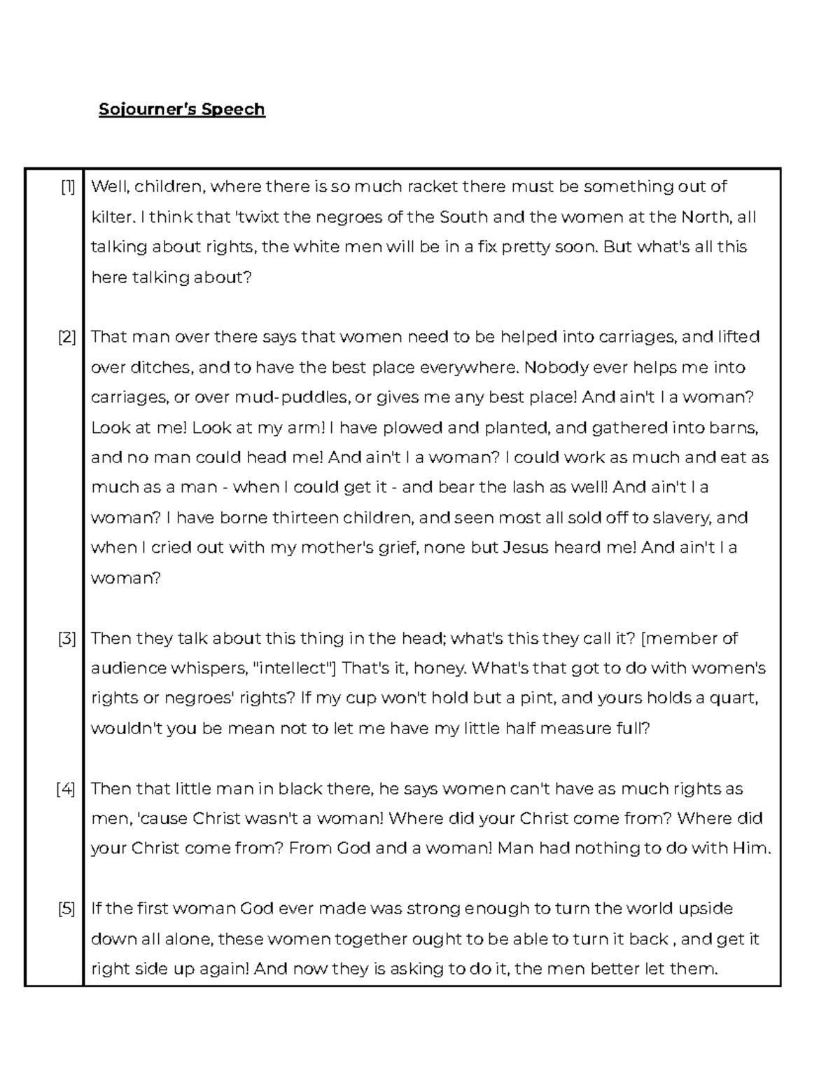 Ain't I a Woman Argument Analysis - Sojourner’s Speech [1] [2] [3] [4 ...