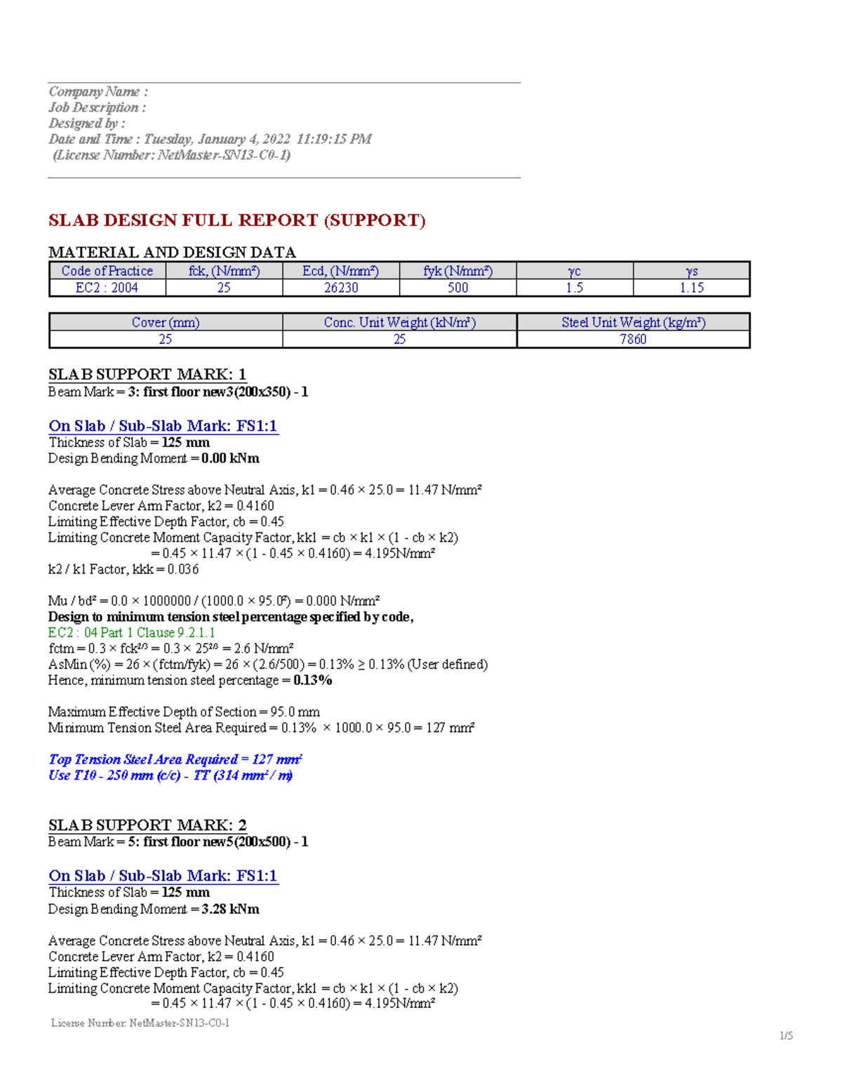 2 slab report support