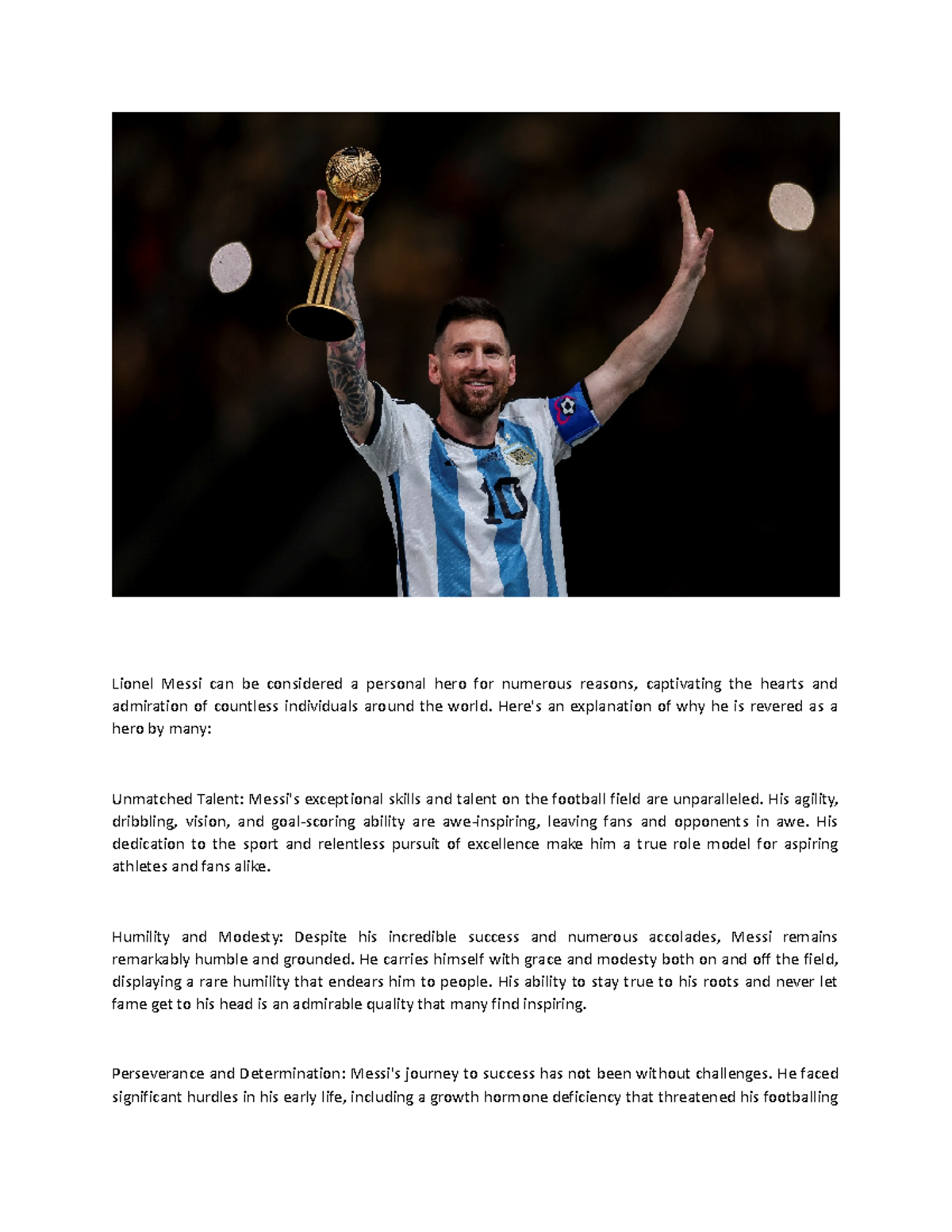 Lionel Messi - Lecture notes on football players - Lionel Messi can be ...
