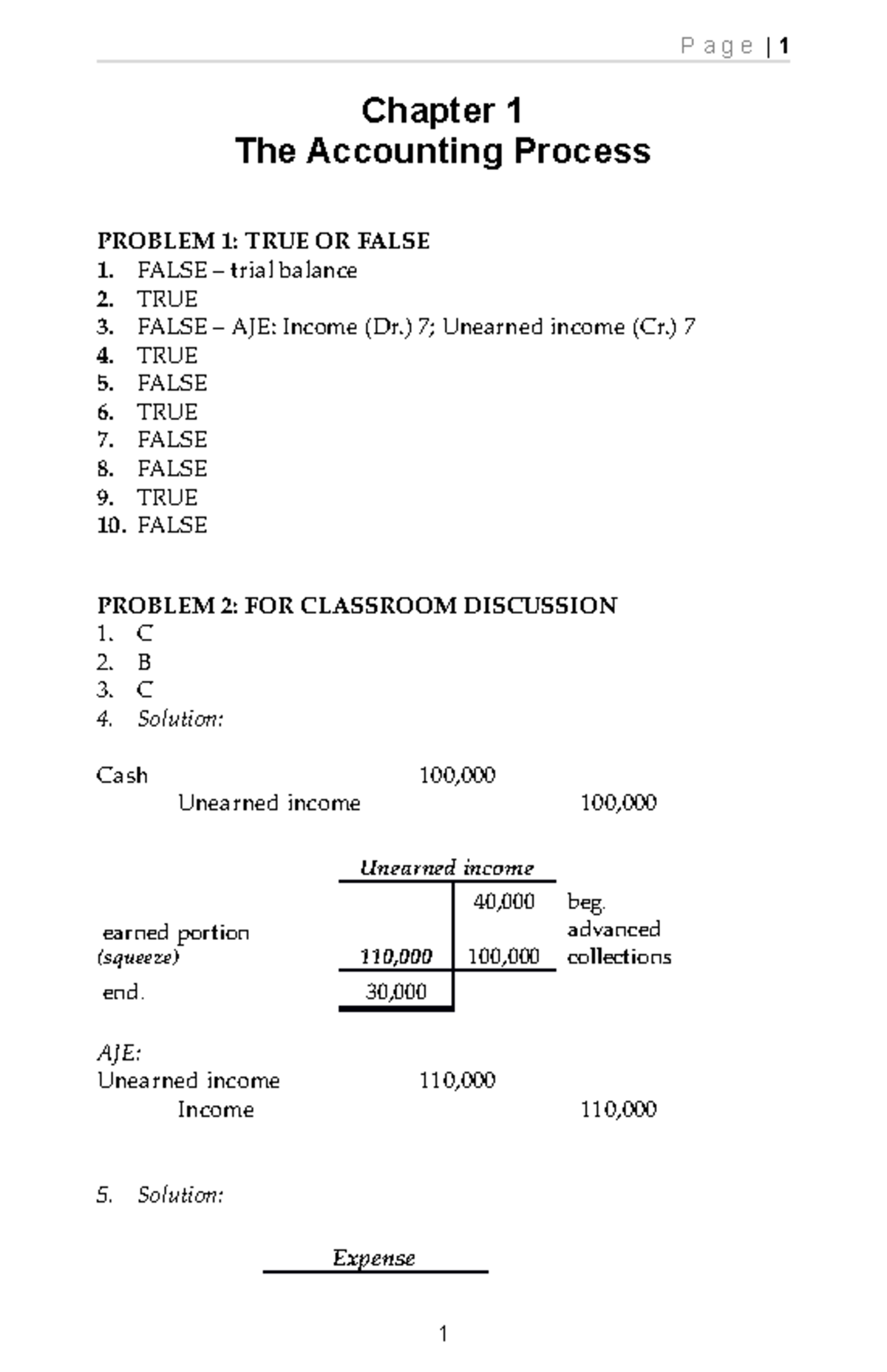 SOL. MAN. Chapter 1 THE Accounting Process IA PART 1A - Chapter 1 The ...