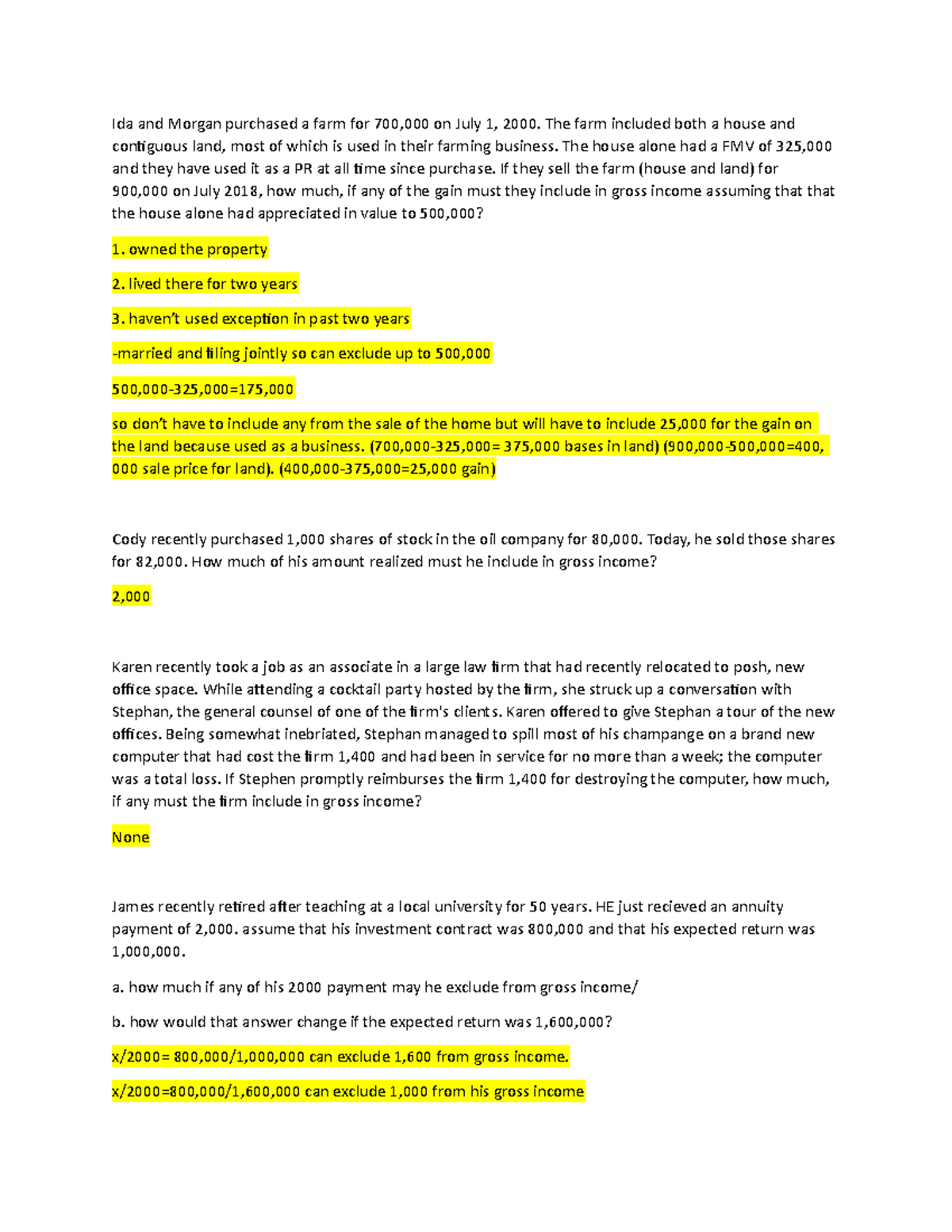 Worksheet 2.ACCT 2613 - ACCT 2613 - Ida and Morgan purchased a farm for ...