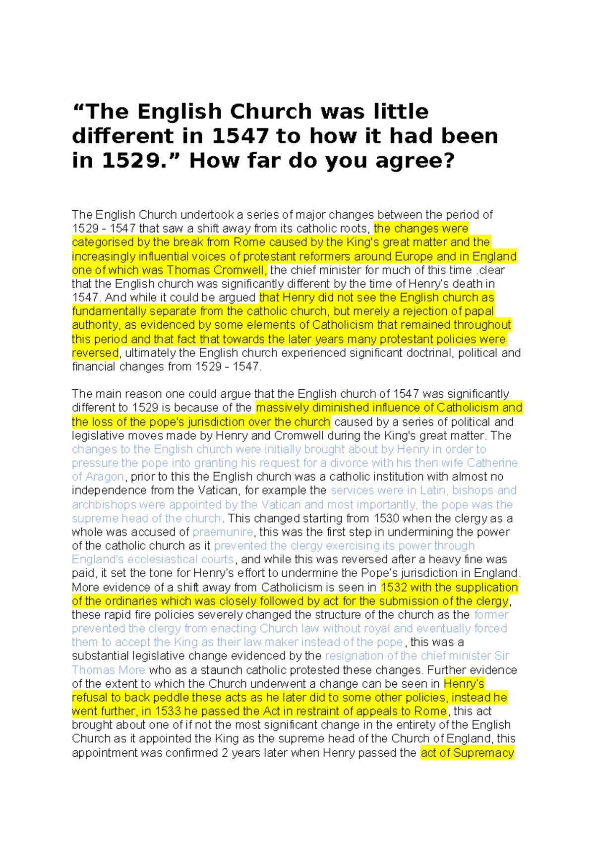 The English Church was little different in 1547 to how it had been in ...