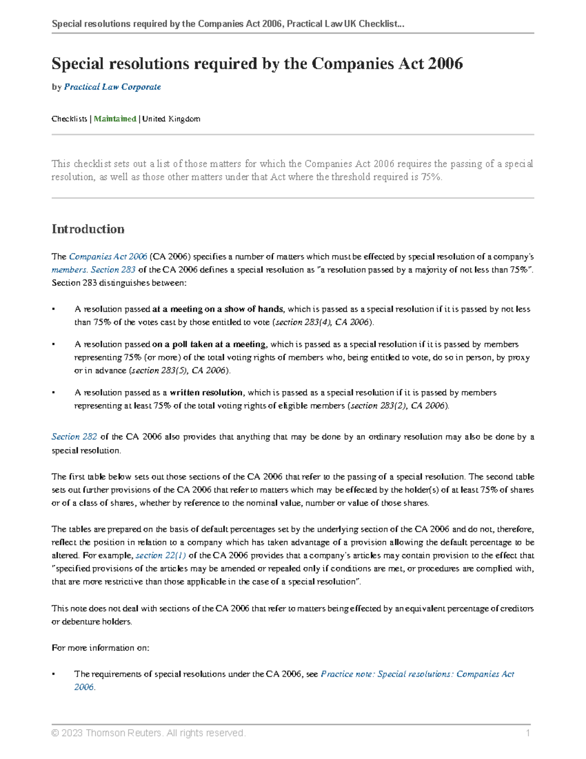 Special resolutions required by the Companies Act 2006 - .. © 2023 ...