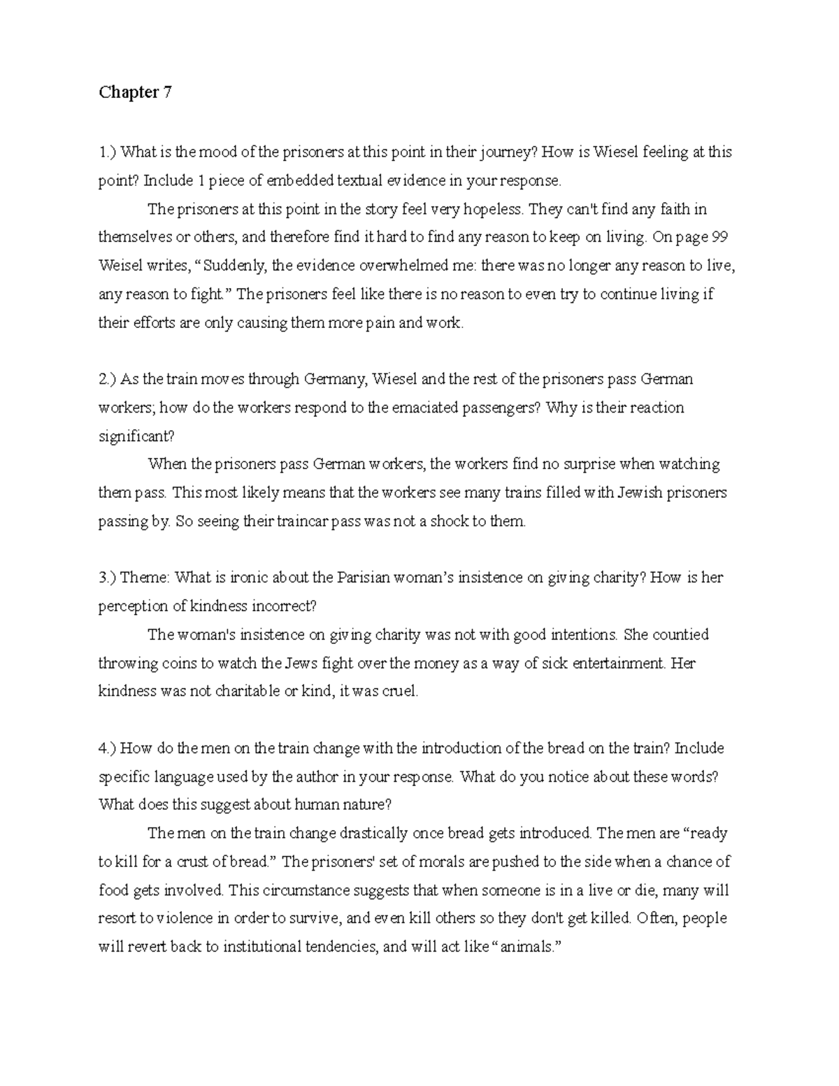 Chapter 7 - 8 notes - Night - Chapter 7 1.) What is the mood of the ...