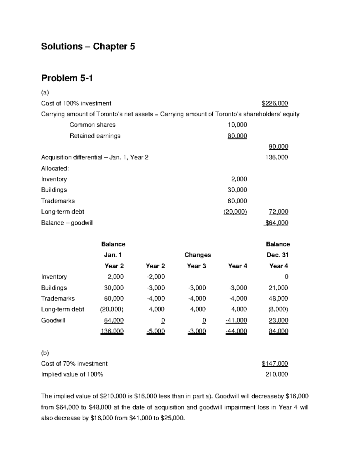 Solutions - Chapter 5 - solution - Solutions – Chapter 5 Problem 5- (a) Cost of 100% investment ...
